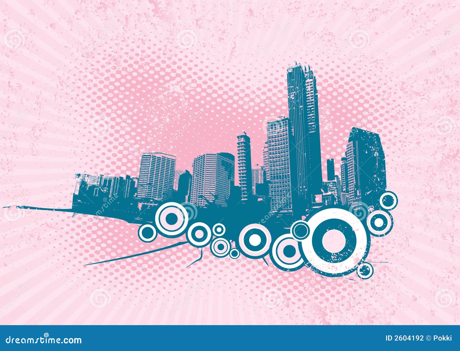 Retro City with Circles.Vector Stock Vector - Illustration of city ...