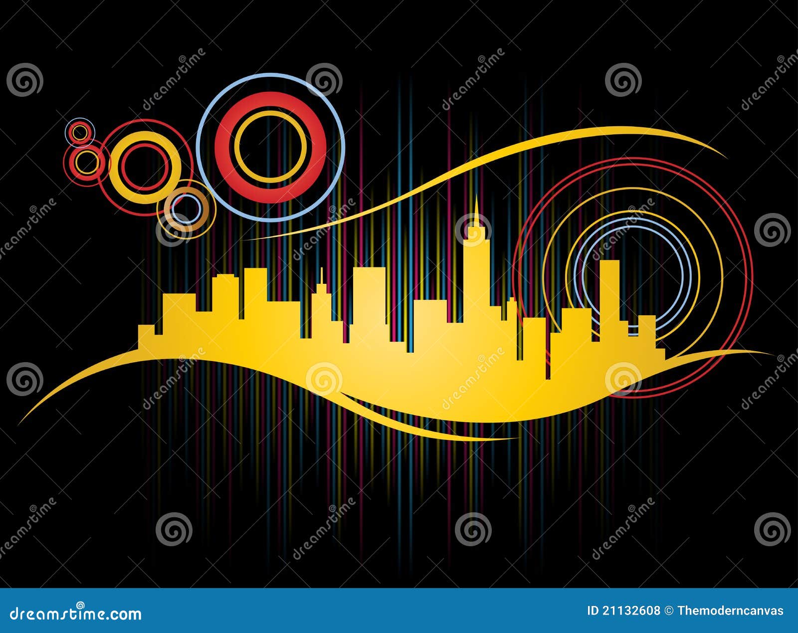 Retro City Skyline stock vector. Illustration of skyline - 21132608