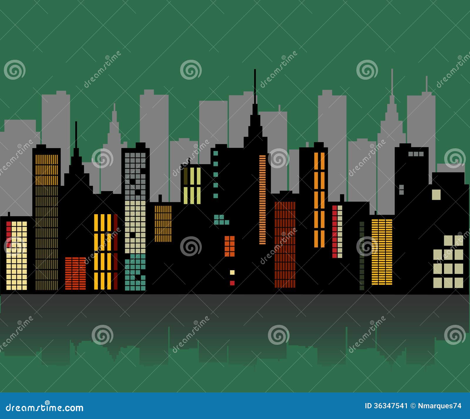 Retro City Night Background Vector | CartoonDealer.com #215395938