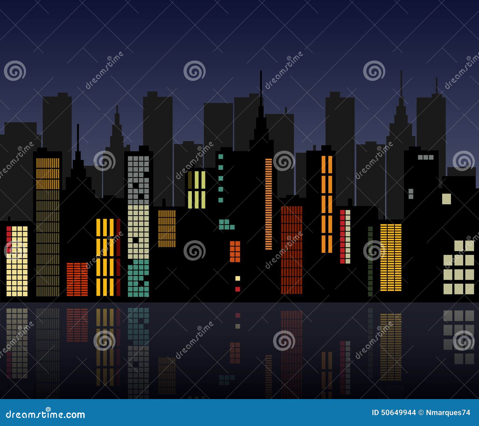 Retro City Skyline stock vector. Illustration of designer - 50649944