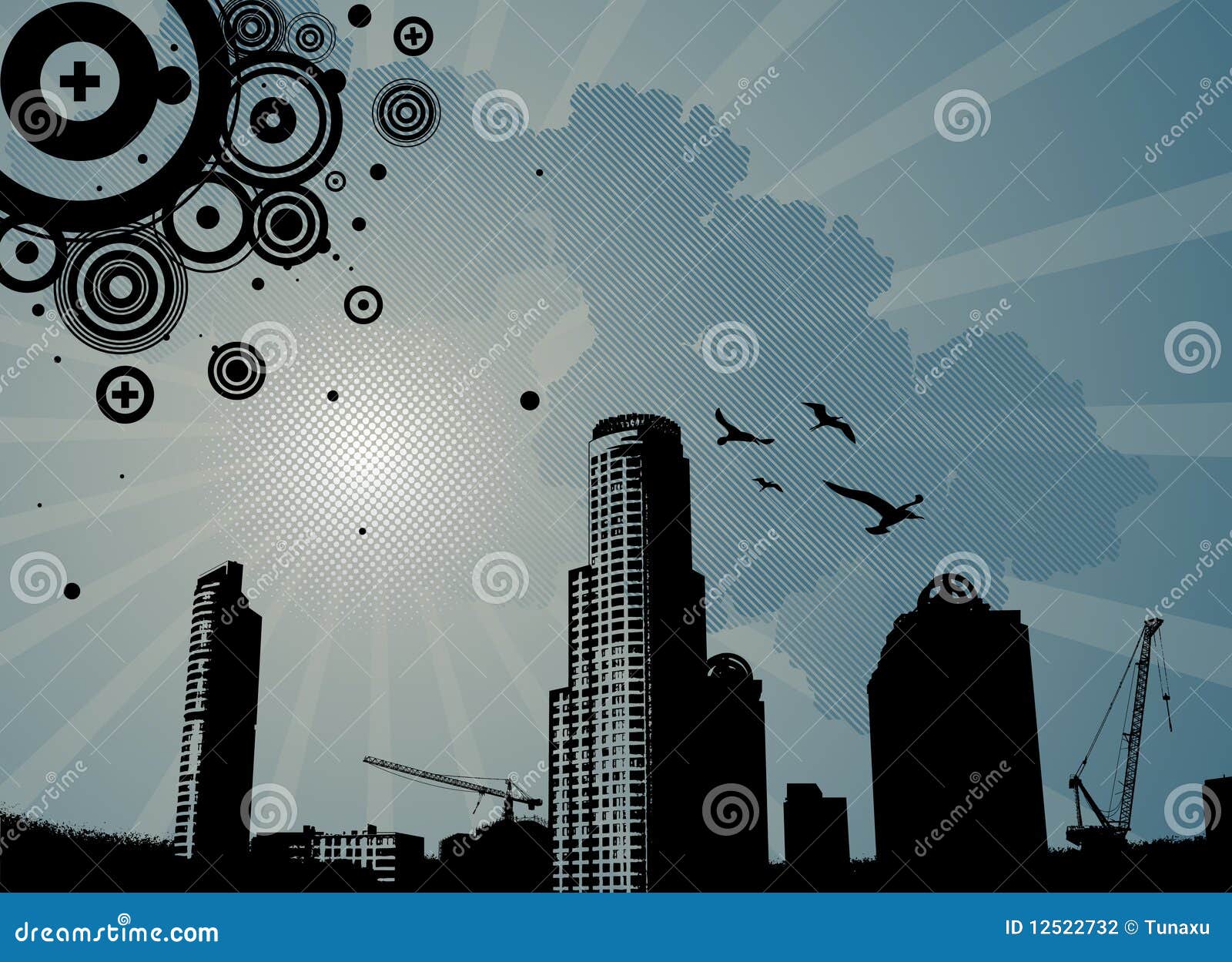 Retro city vector stock vector. Illustration of shadow - 12522732