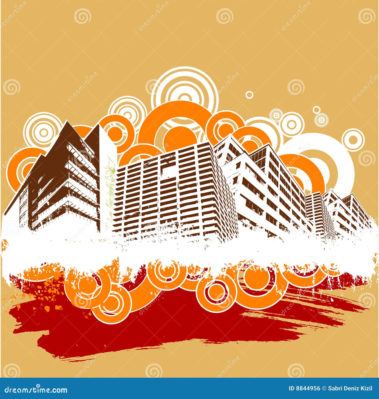 Retro city vector stock vector. Illustration of landscape - 8844956
