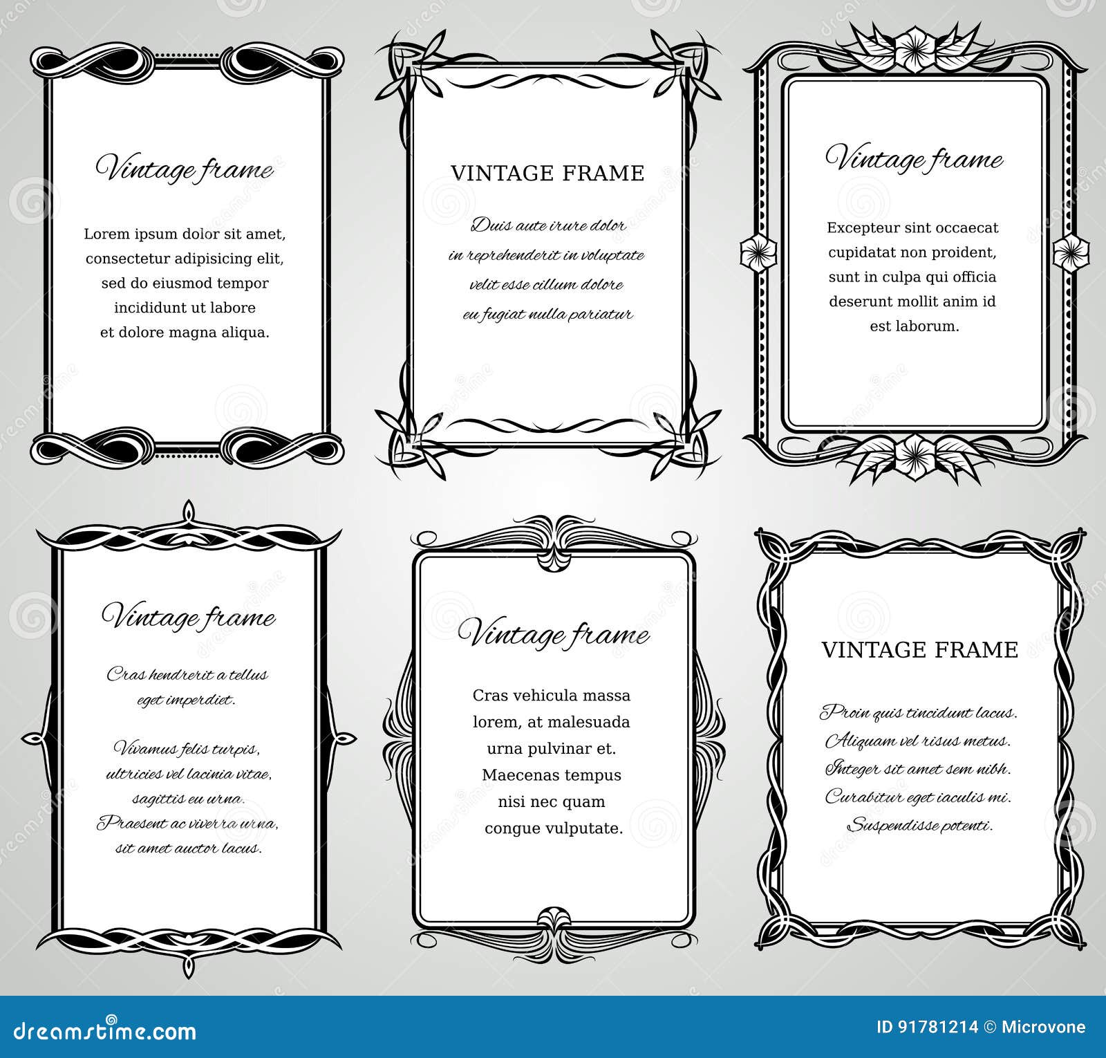 Retro Classic Borders And Calligraphic Old Wedding Photo Frames Vector ...