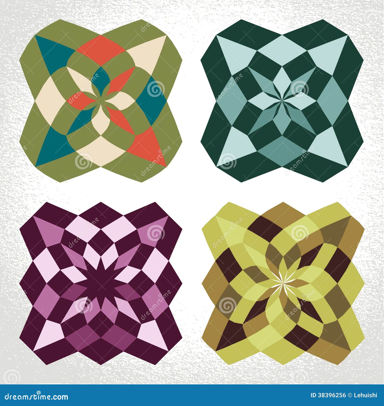 Retro Classic Square Geometric Flower Patterns Stock Vector ...
