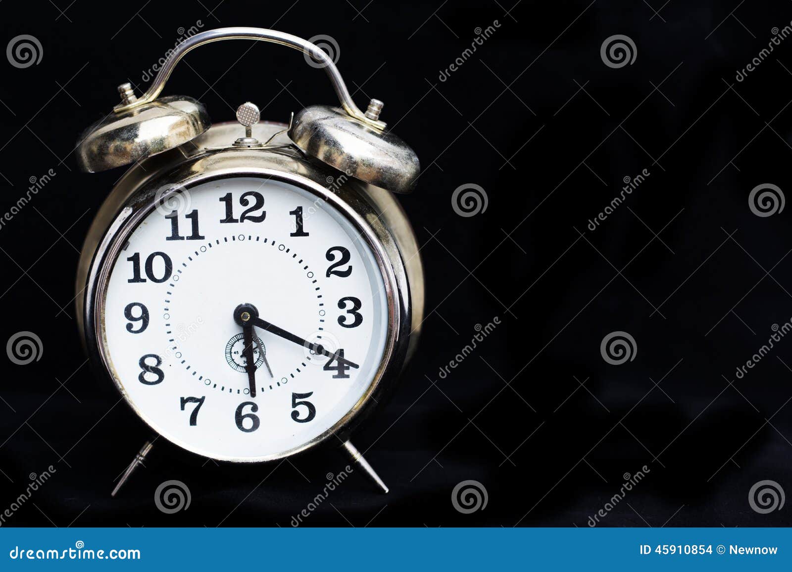 Retro Clock on Black Background Stock Photo - Image of analog, black ...
