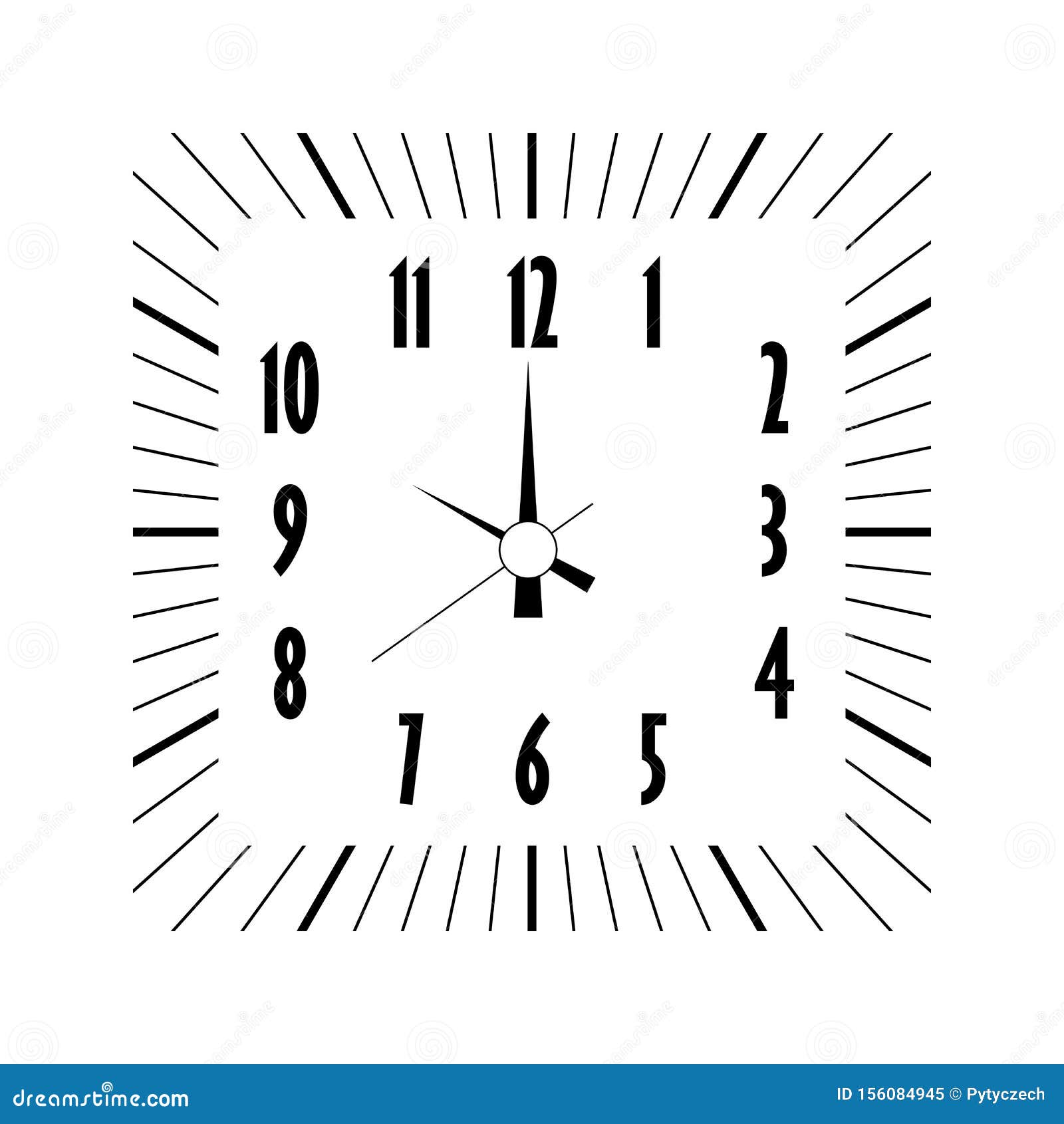 Retro Clock Face. Square Hour Dial with Numbers and Hour and Minute ... Retro Clock Face. Square Hour Dial with Numbers and Hour and Minute ...