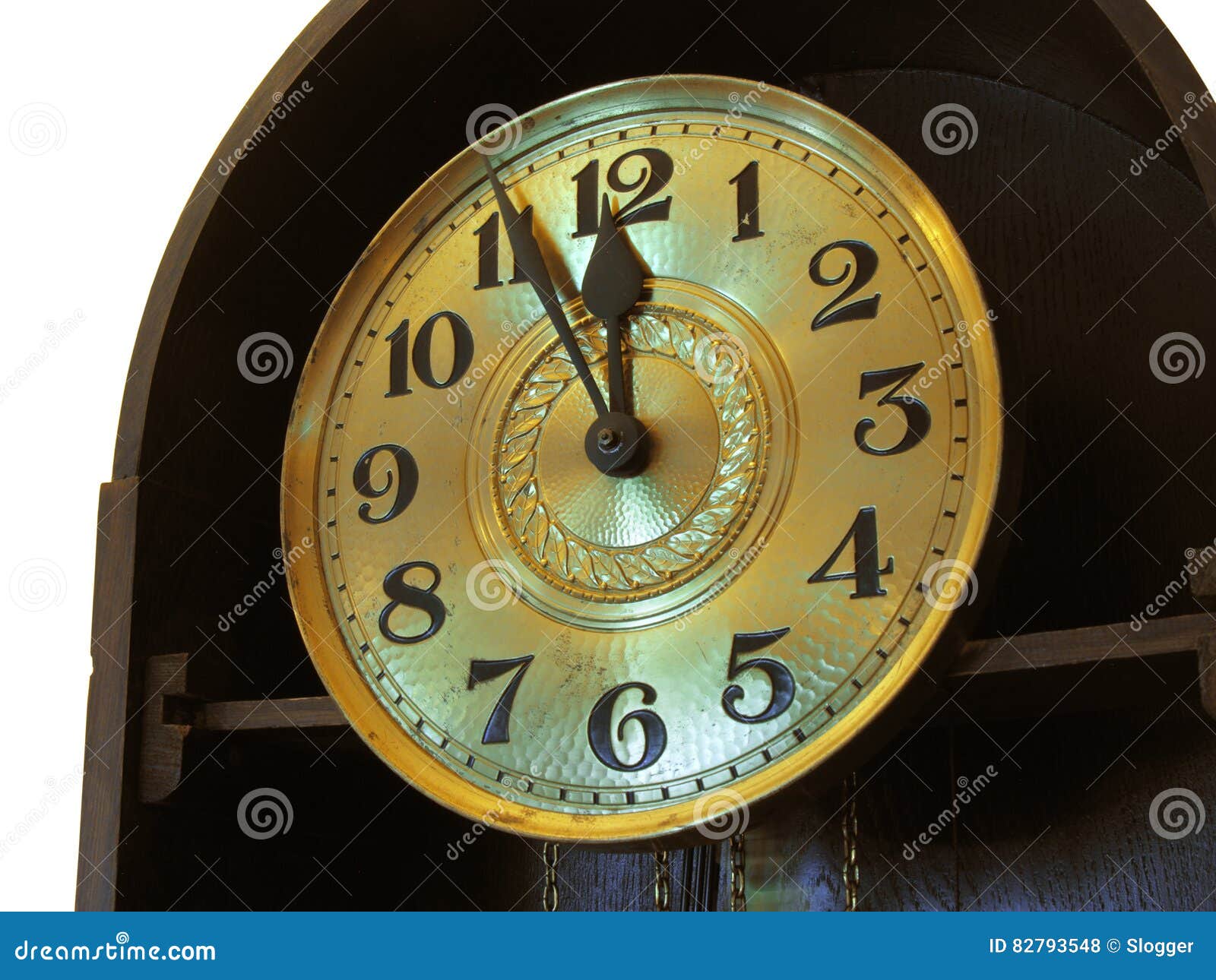 Retro Clock at New Year`s Midnight Stock Photo - Image of vintage ...