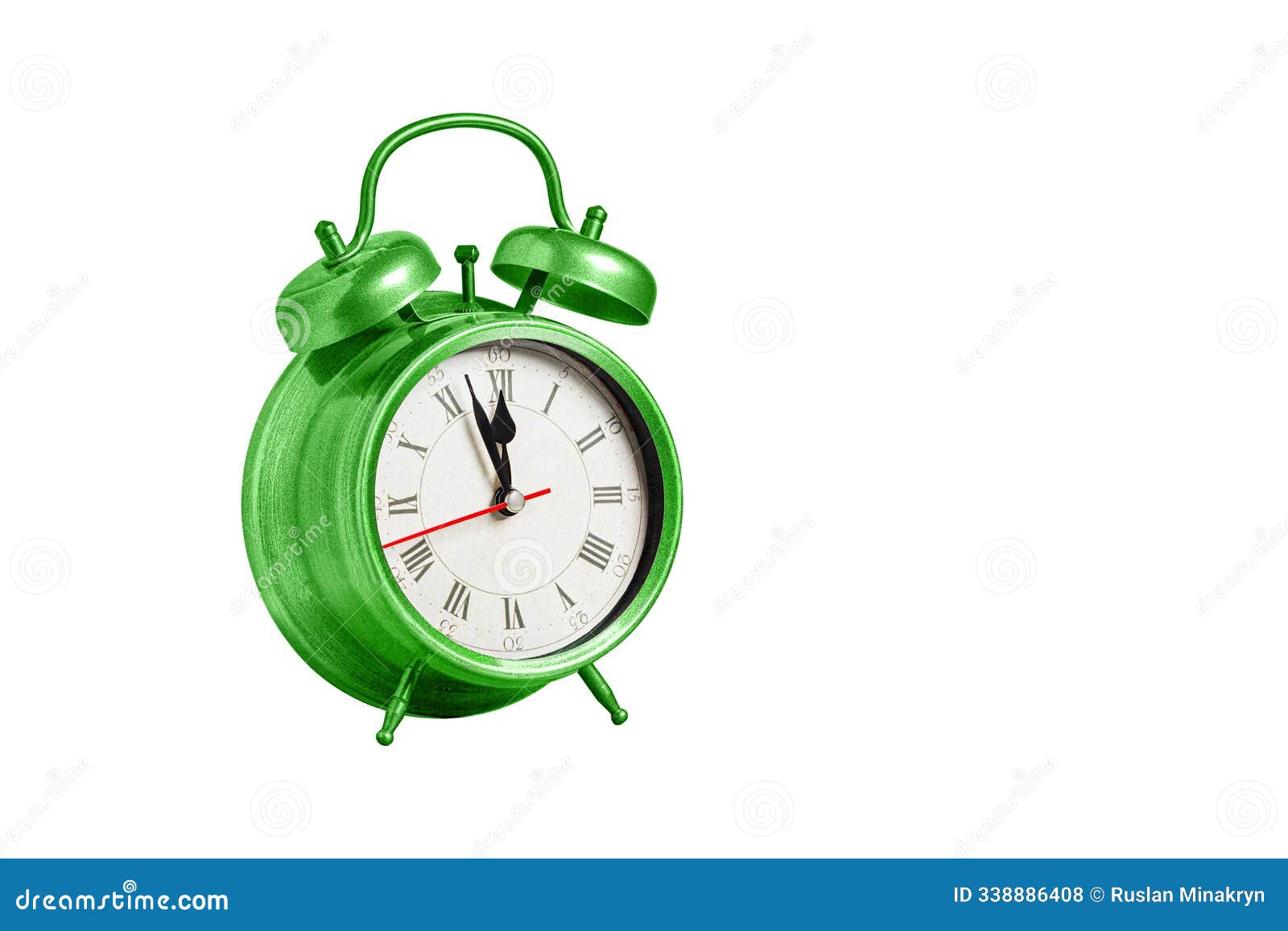 Retro Clock, Pointer Clock, Green Color Alarm Clock on Isolated White ...