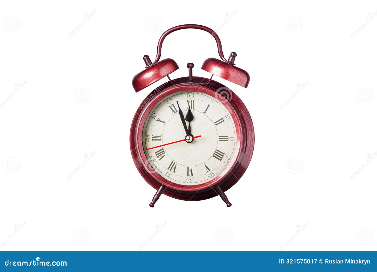 Retro Clock, Pointer Clock, Red Color Alarm Clock on Isolated White ...