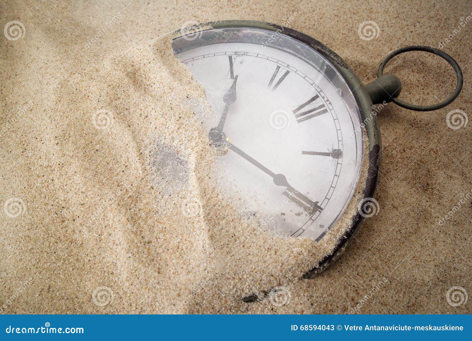 Retro clock on sand stock image. Image of memory, number - 68594043