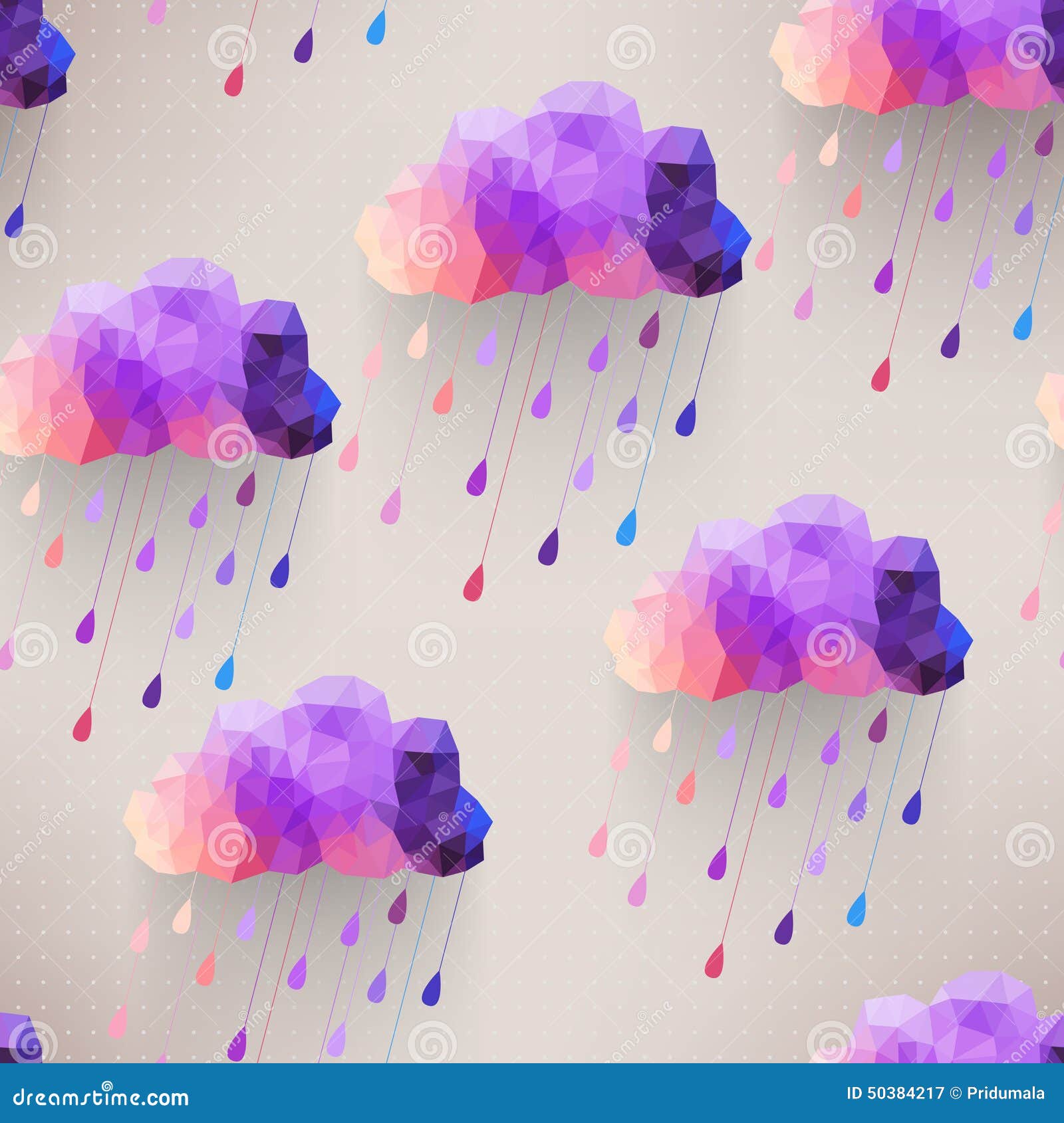 Retro Cloud Seamless Pattern with Rain Symbol, Hipster Backgroun Stock ...