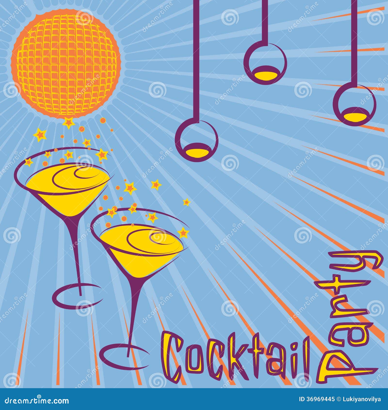 Retro cocktail party card stock vector. Illustration of olive - 36969445
