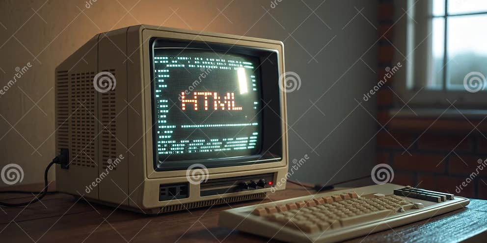 Retro Coding Screen A Closeup Of A Text Editor Filled With Simple Html