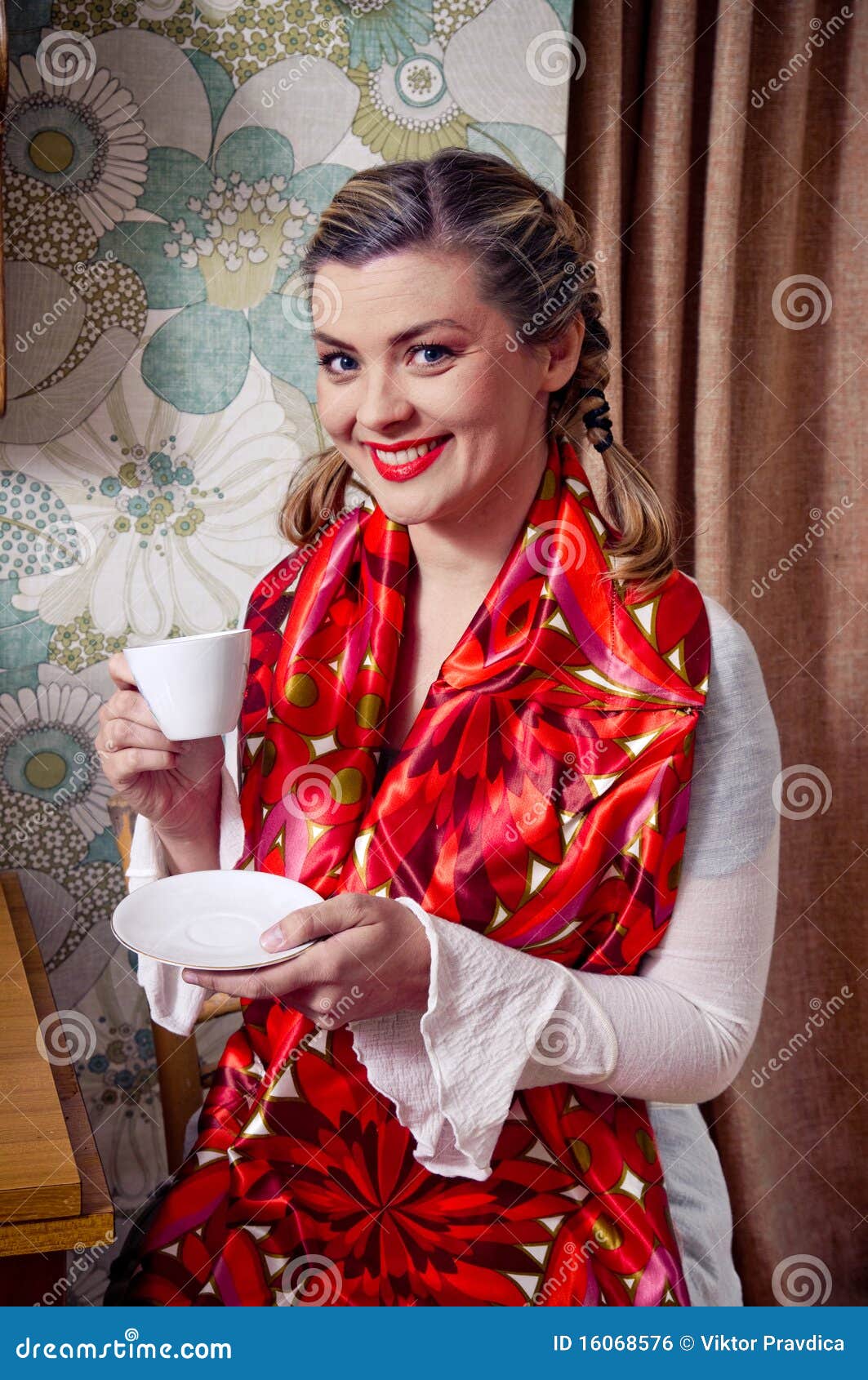 Retro coffee stock photo. Image of hold, lady, portrait - 16068576