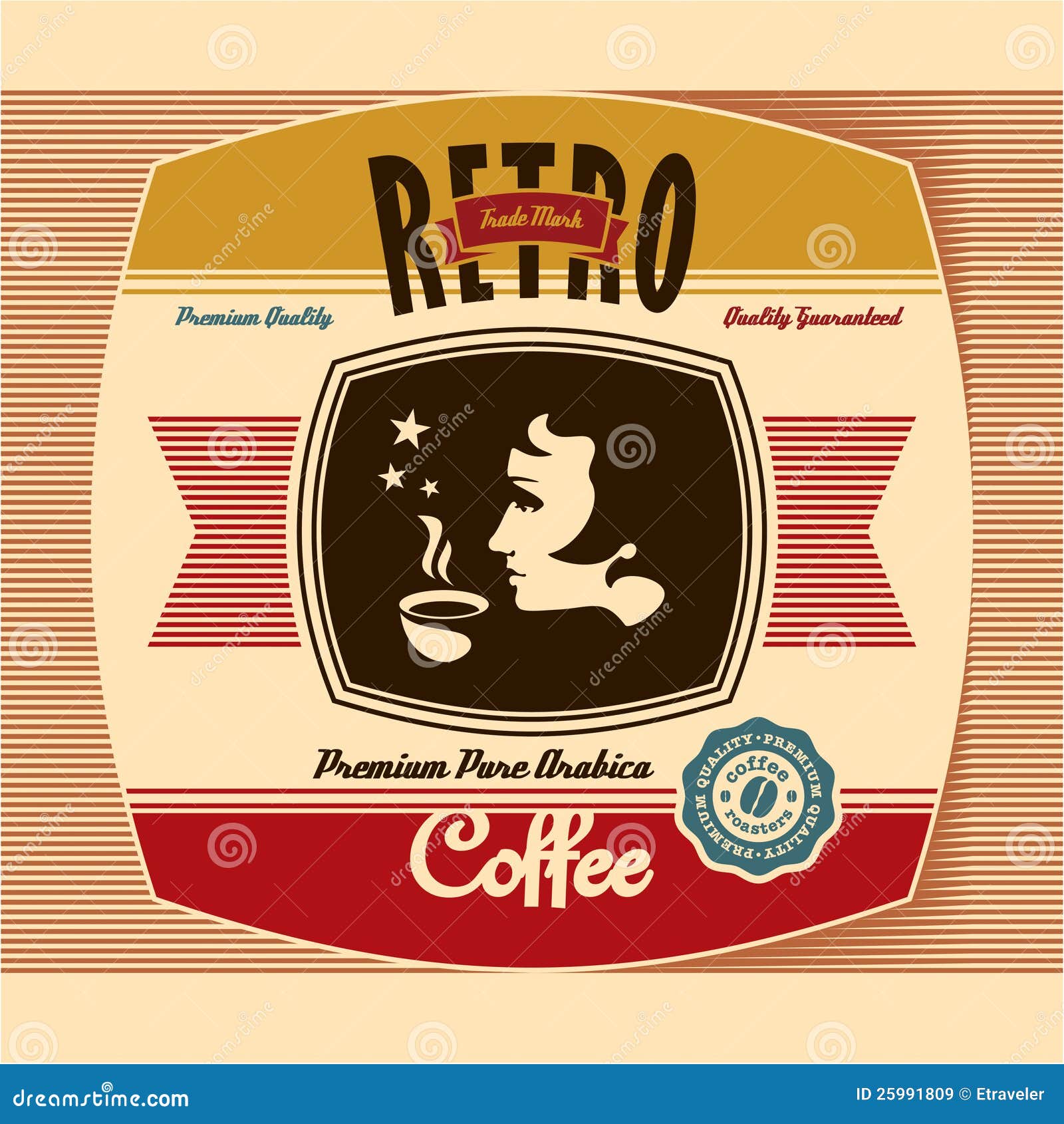 Retro Coffee Label stock vector. Illustration of classic - 25991809