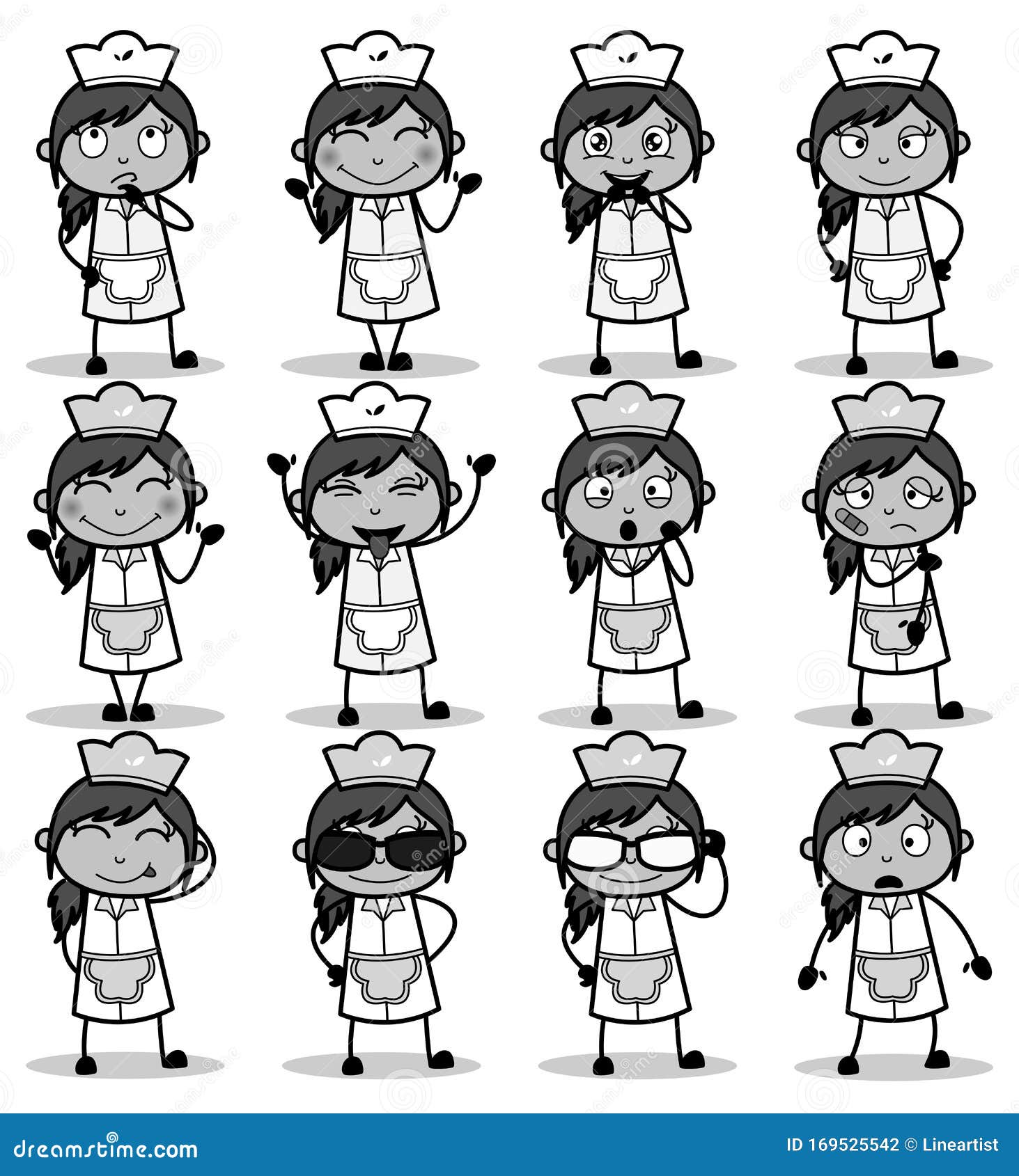 Retro Collection of Female Comic Waitress Poses - Set of Concepts ... Retro Collection of Female Comic Waitress Poses - Set of Concepts ...