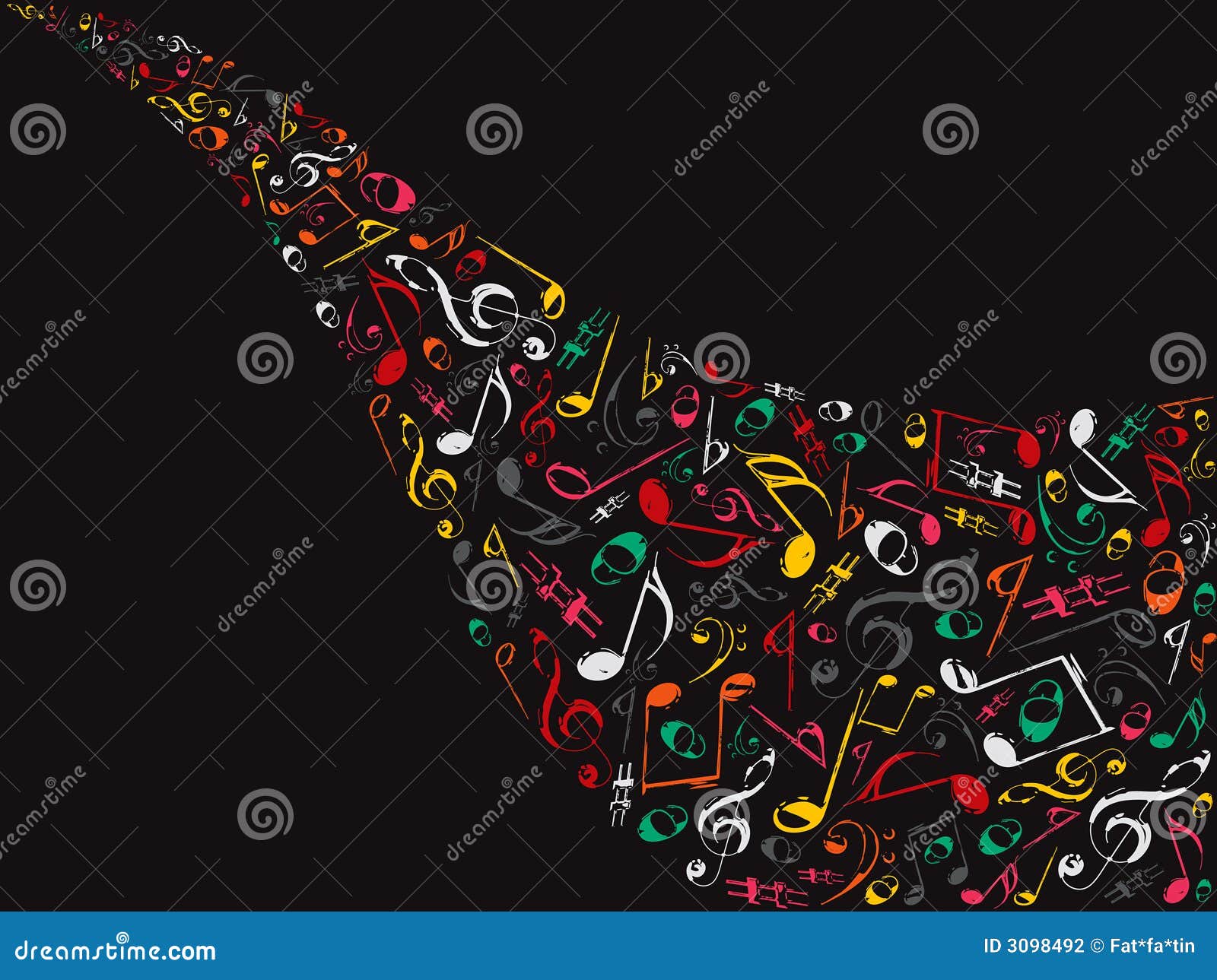 Retro color musical notes stock vector. Illustration of music - 3098492
