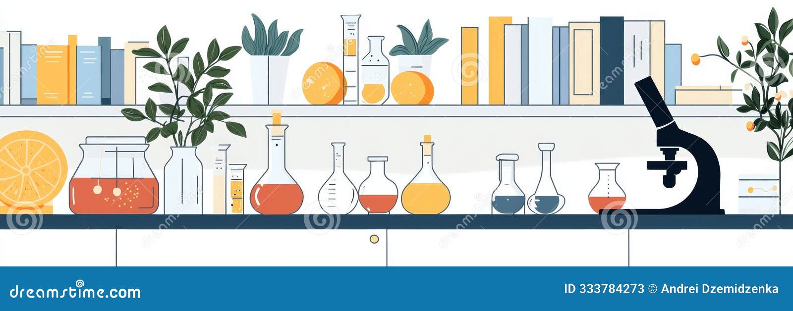 Retro Color Scheme for a Microbiology Lab Test Stock Illustration ...