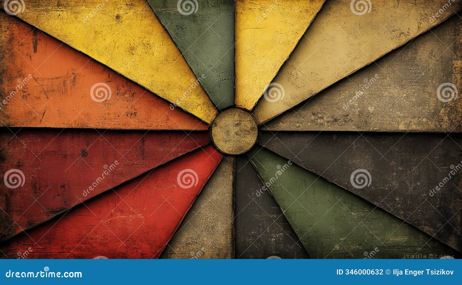 Retro Color Wheel Abstract Background with Grunge Texture and Vintage ...