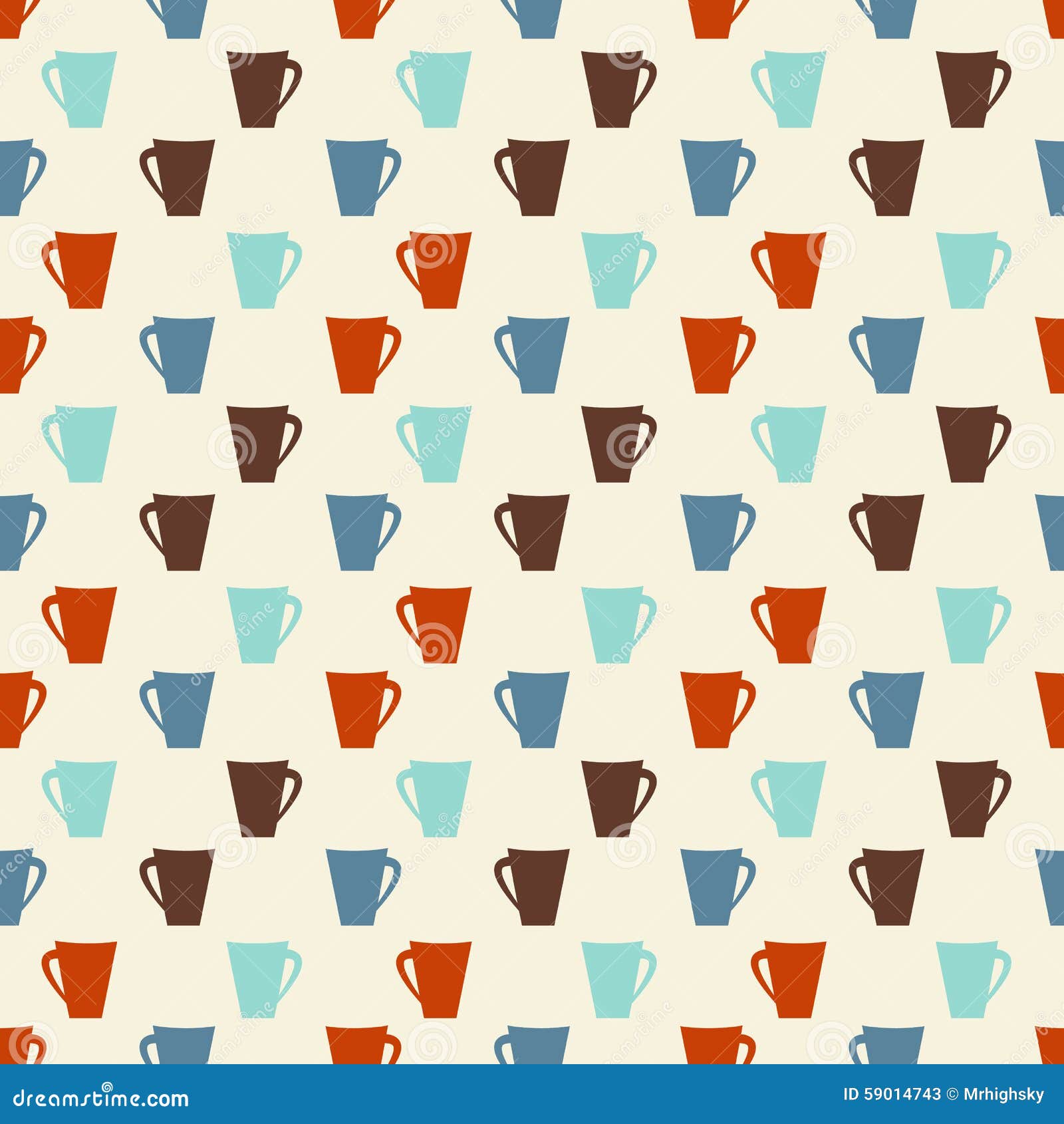 Retro Colored Coffee Cups Seamless Pattern Stock Vector - Illustration ...