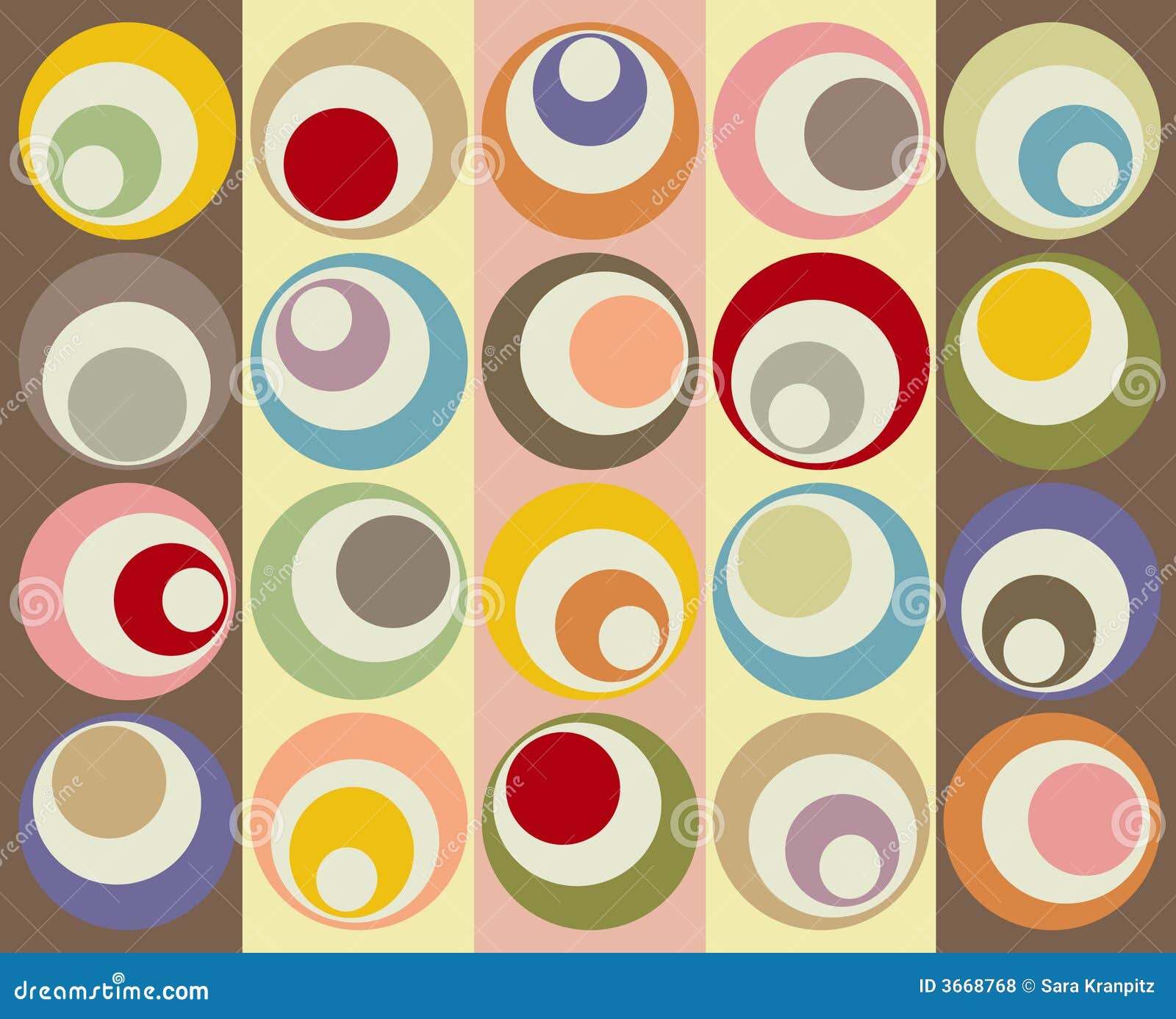 Retro Colorful Circles Collage Stock Illustration - Illustration of ...