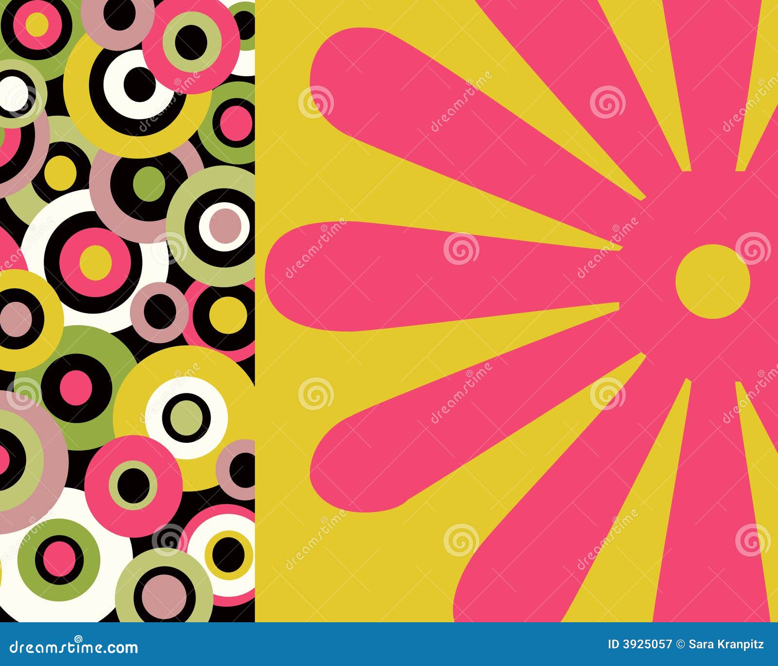 Retro Colorful Circles and Floral Collage Stock Illustration ...