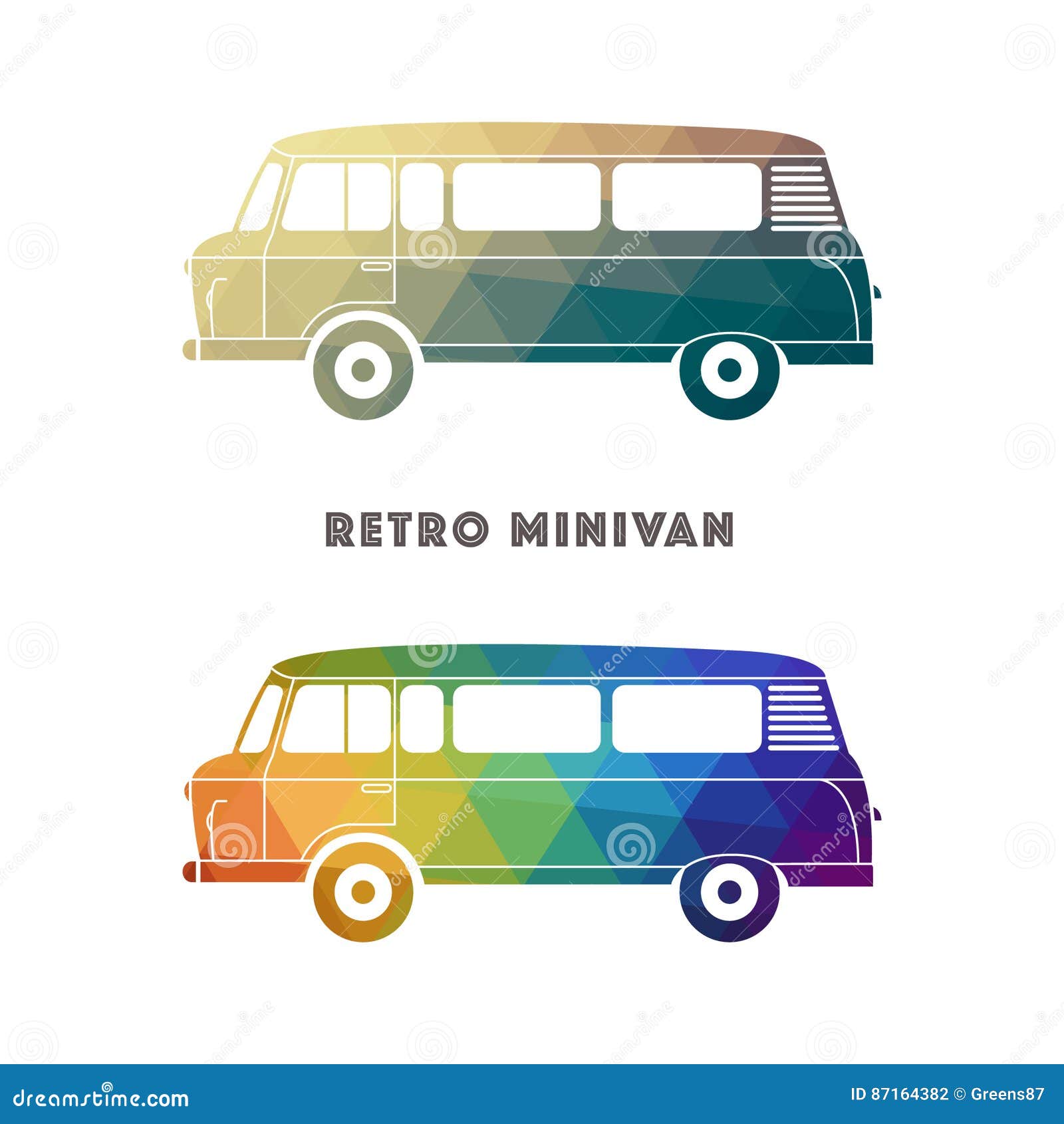 Retro colorful minivan. stock vector. Illustration of retro - 87164382