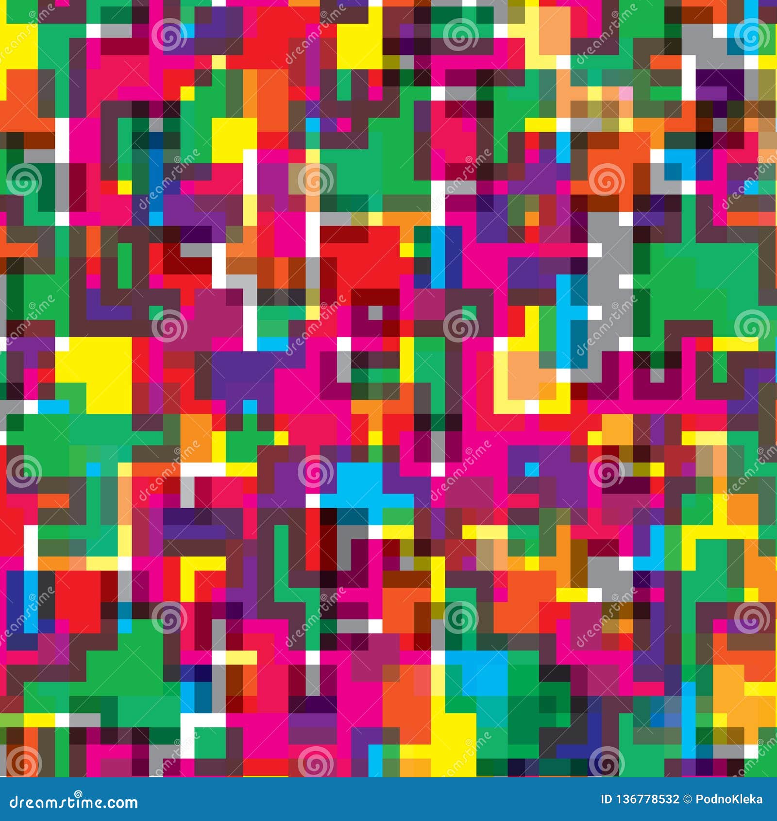 Retro Colors Geometric Object Tetris Brick Stylized Background Pattern ...