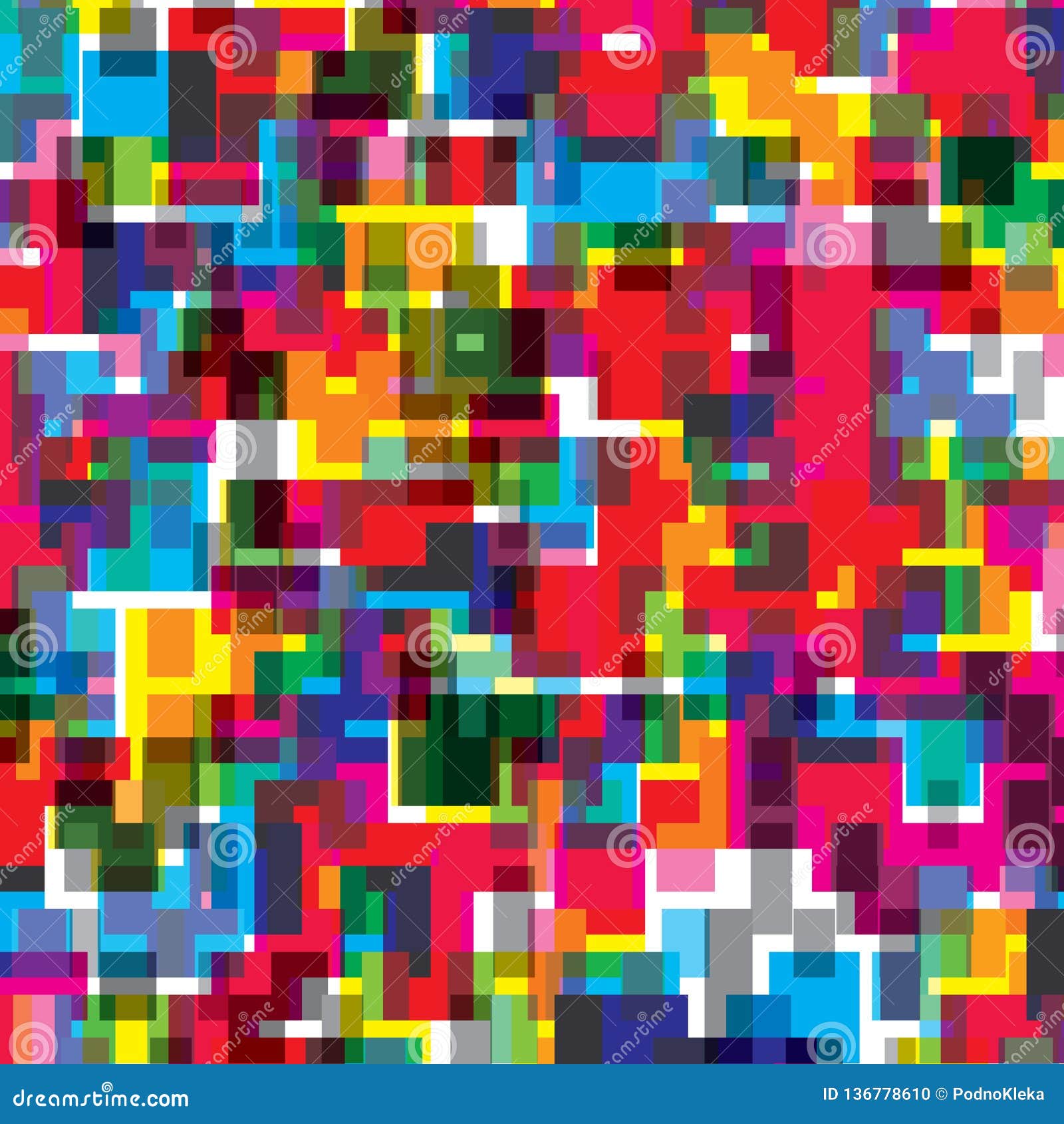 Retro Colors Geometric Object Tetris Brick Stylized Background Pattern ...