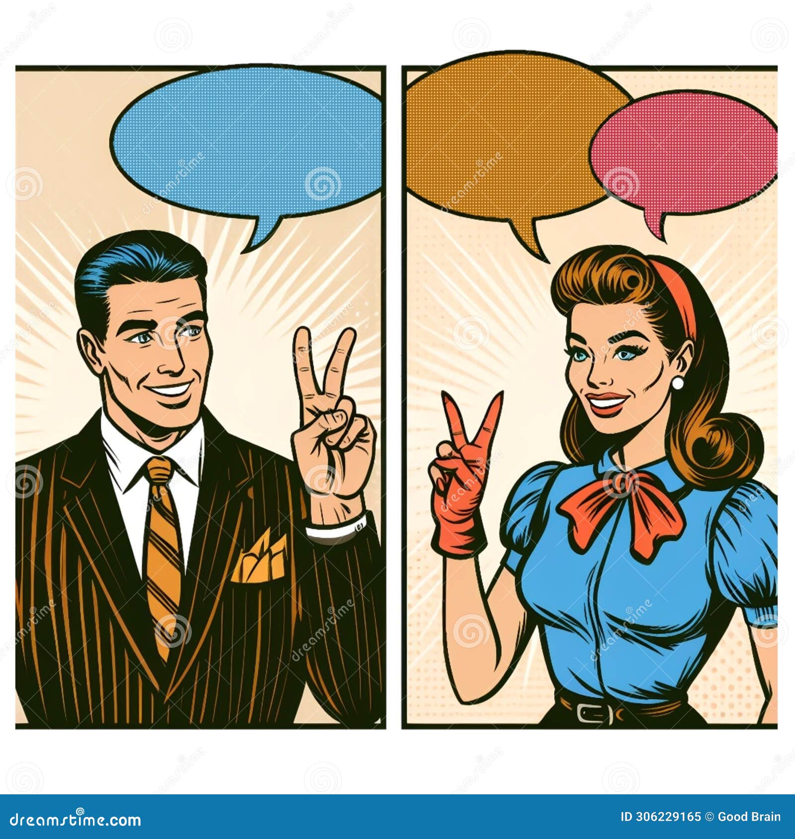 Retro Comic with Blank Space that Can Be Filled with New Text, Male and ...