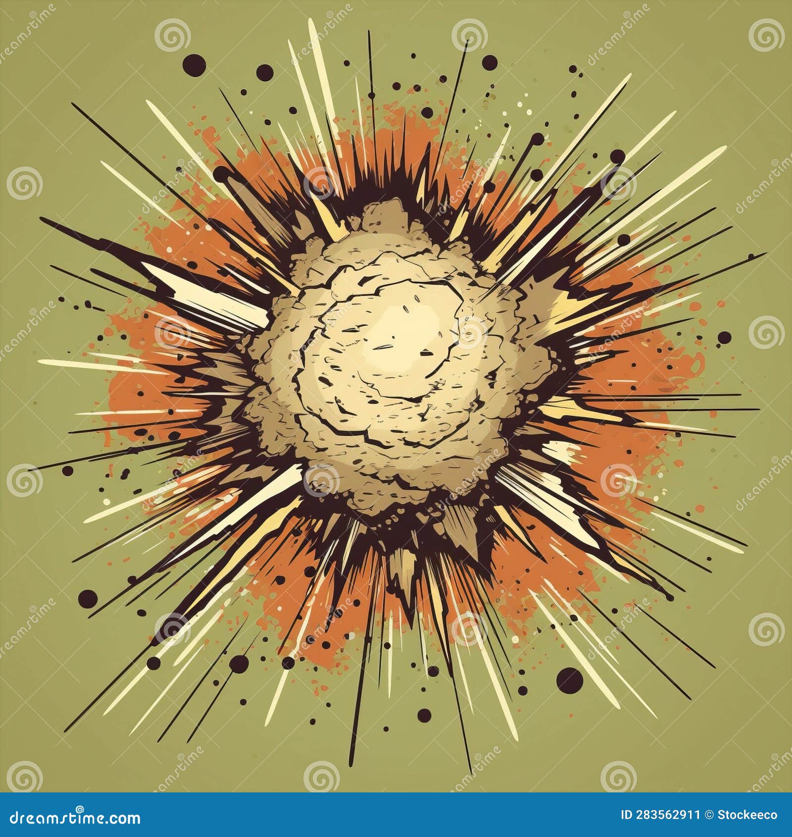 Retro Comic Blast Explosion on Khaki Background Stock Illustration ...
