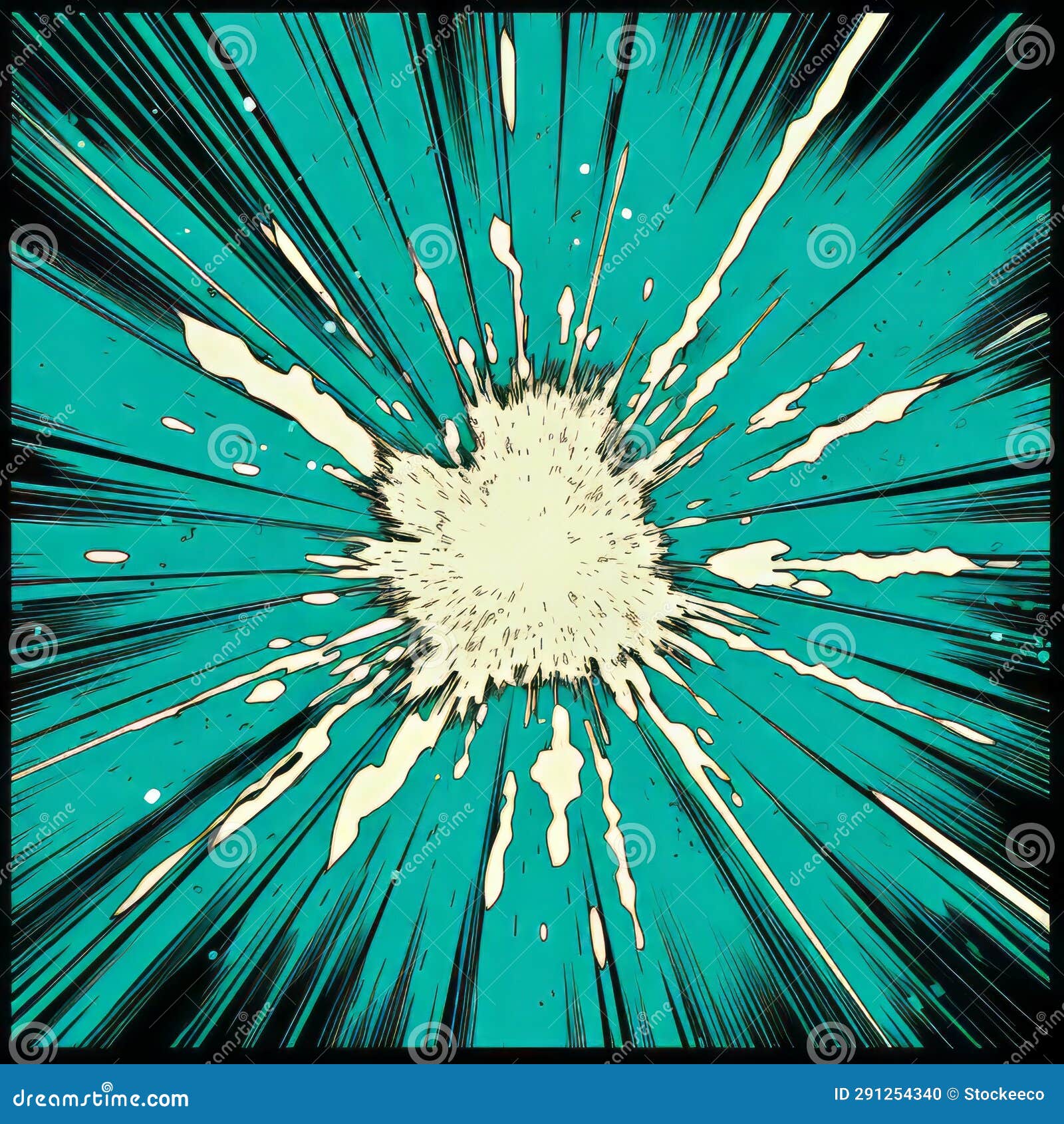 Retro Comic Book Splash Design Illustration on Turquoise Background ...
