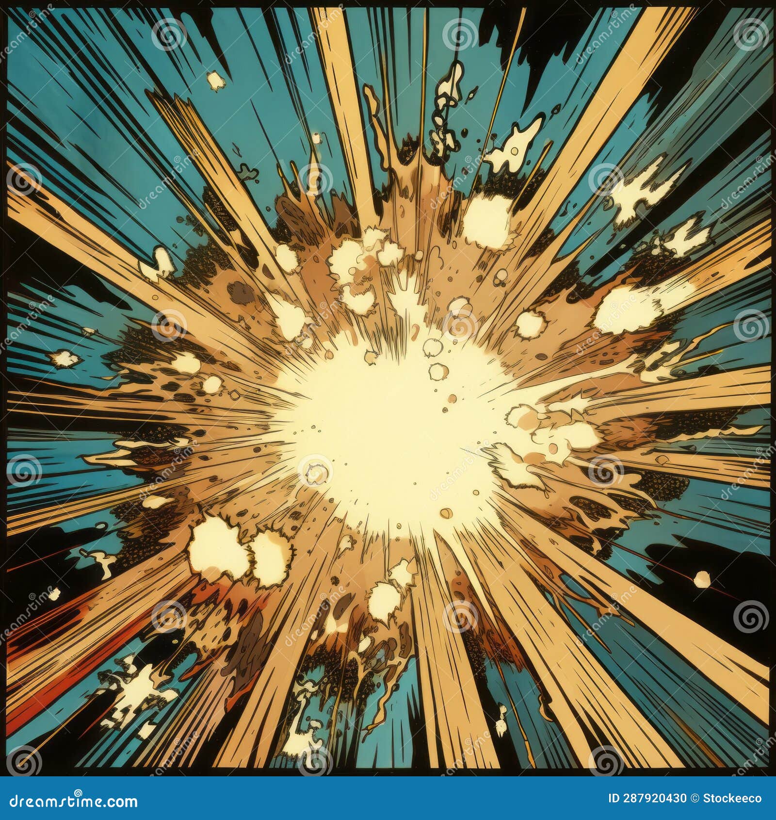 Retro Comic Book Style Atomic Bolt Explosion Vintage Print Stock ...