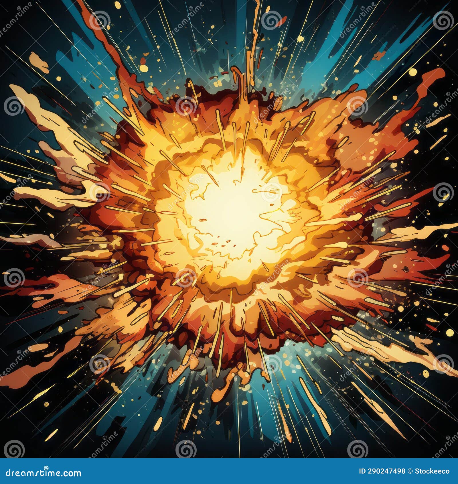 Retro Comic Book Style Bronze Supernova Explosion Stock Illustration ...