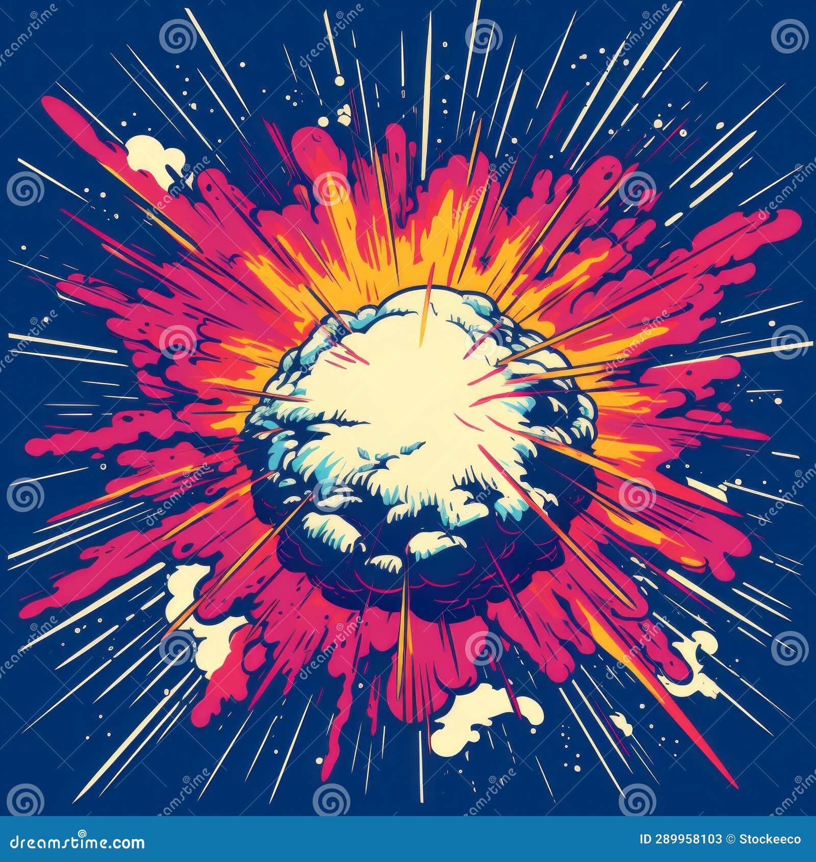 Retro Comic Book Style Navy Supernova Explosion Stock Illustration ...