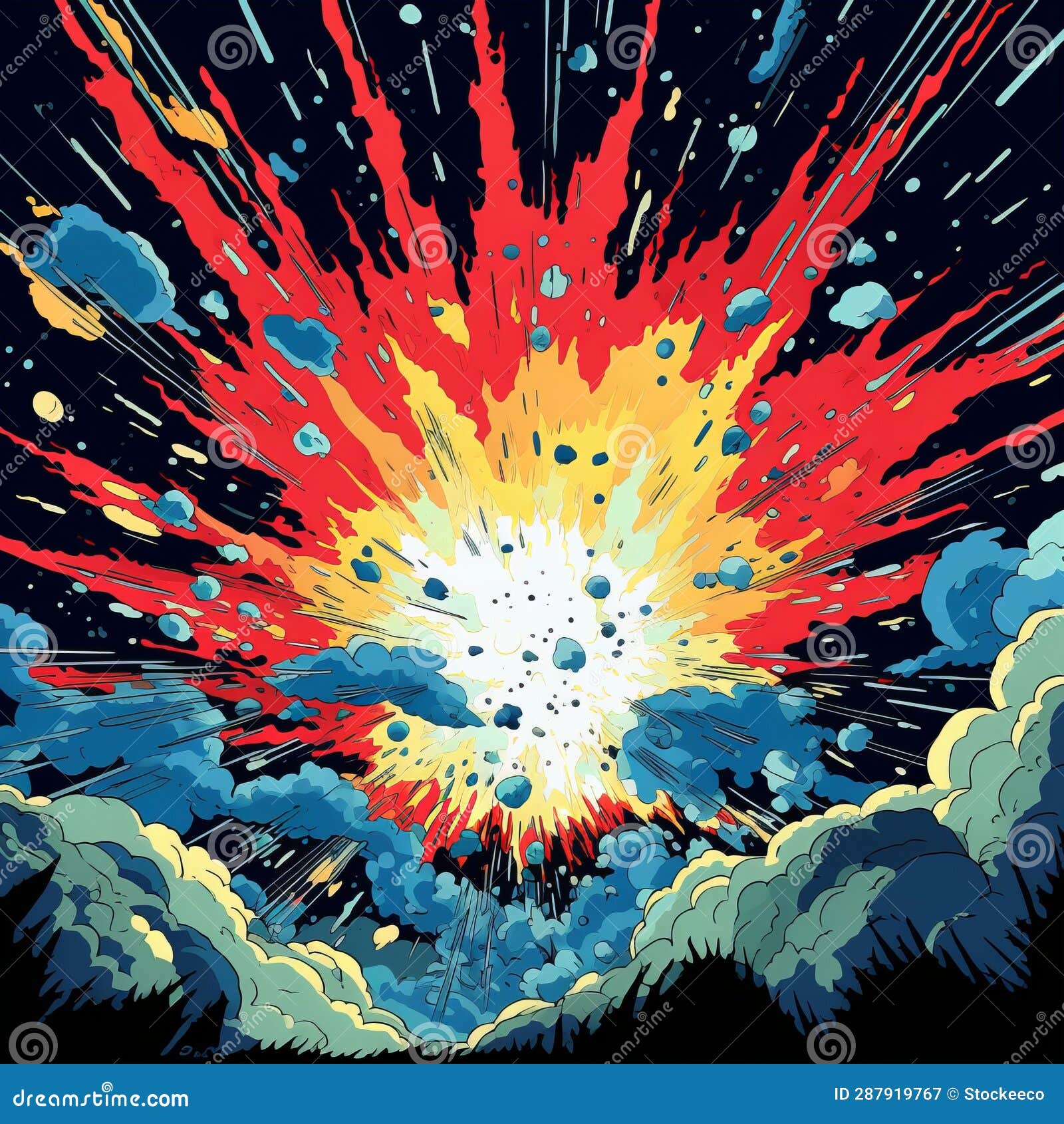 Retro Comic Book Style Navy Supernova Explosion Royalty-Free Cartoon ...