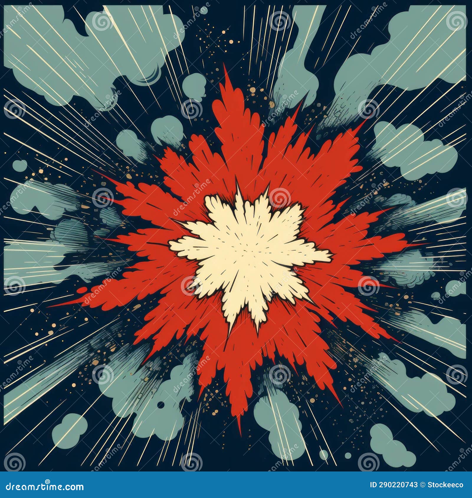 Retro Comic Book Style Navy Supernova Explosion Stock Illustration ...