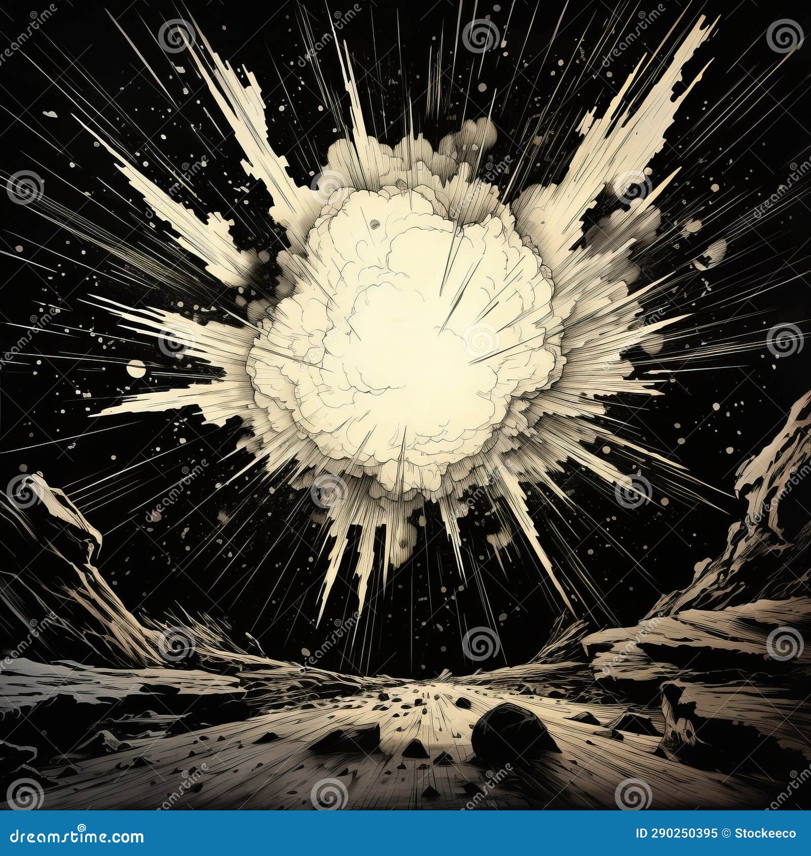 Retro Comic Book Style Space Explosion Illustration Stock Illustration ...