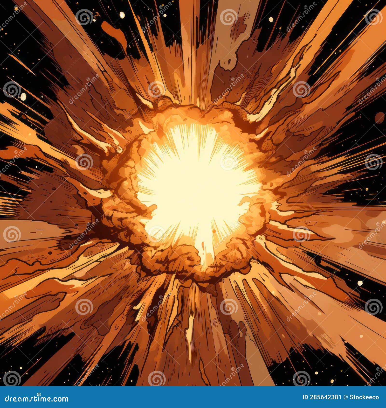 Retro Comic Book Style Supernova Explosion Art Illustration Stock ...