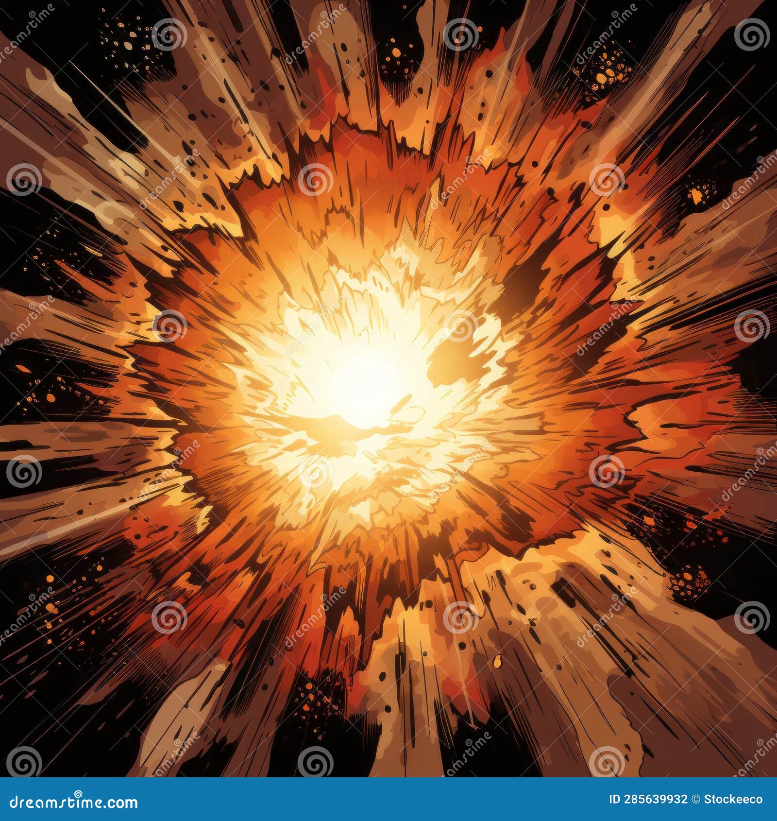 Retro Comic Book Style Supernova Explosion on Black Background Stock ...