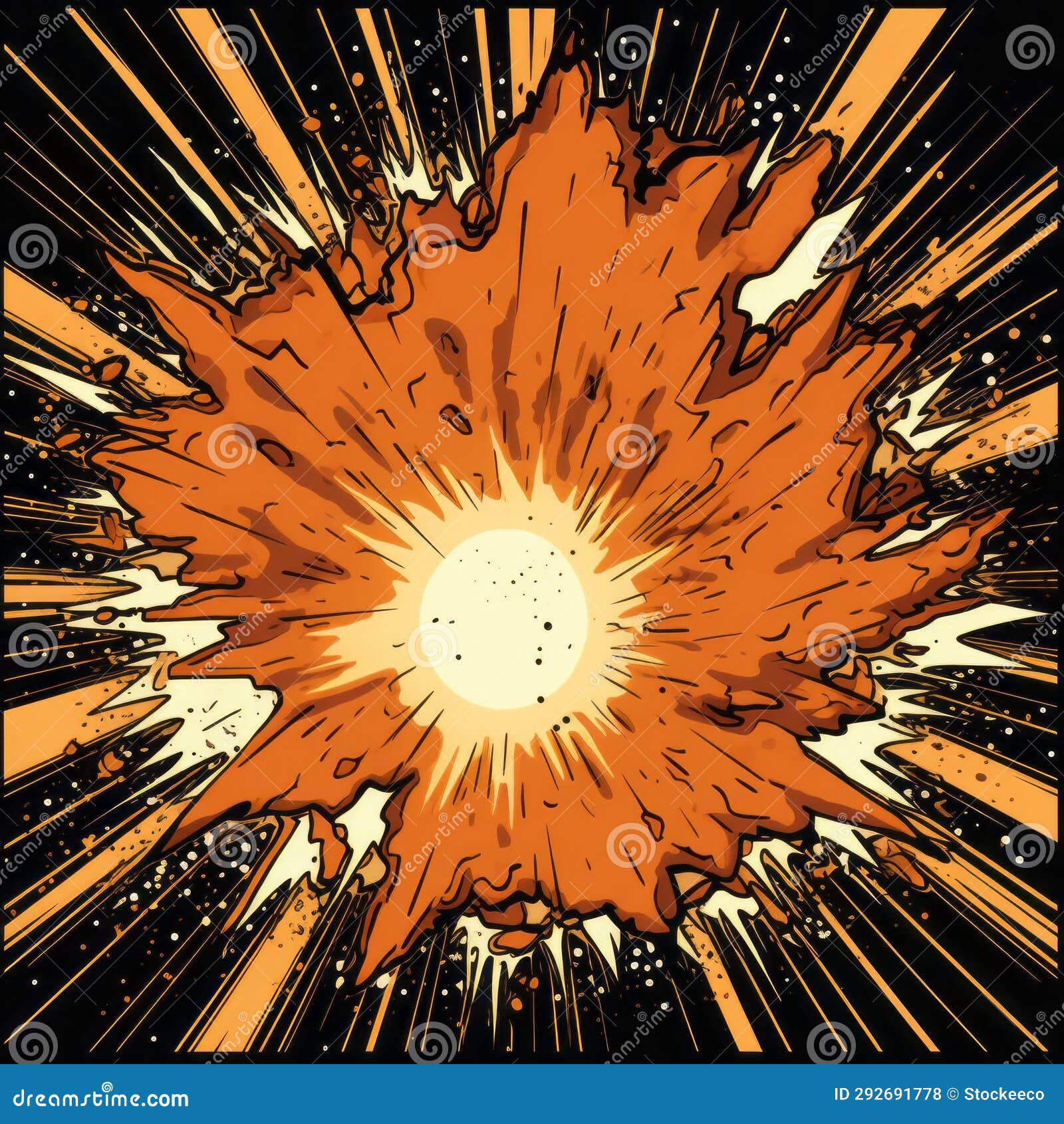Retro Comic Book Style Supernova Explosion in Copper Stock Illustration ...