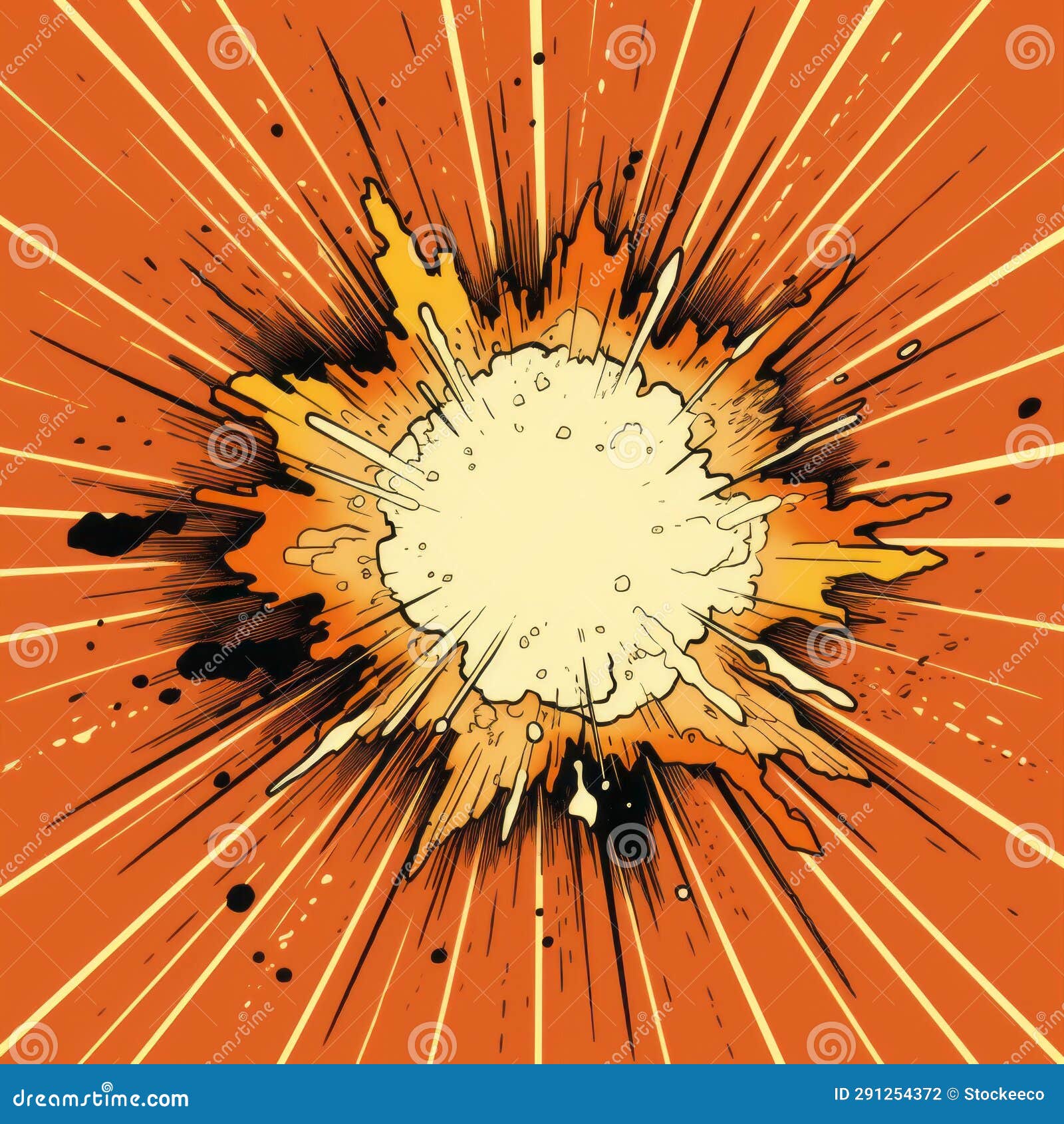 Retro Comic Book Style Supernova Explosion on Orange Background Stock ...