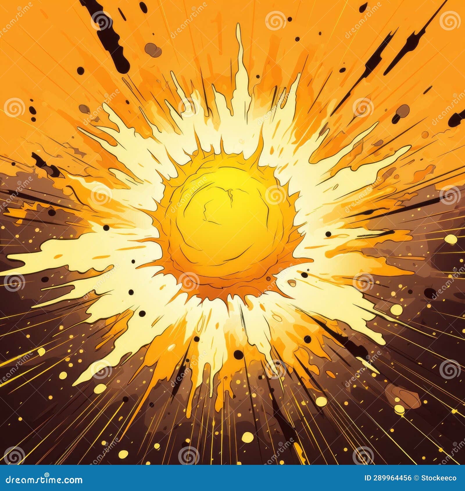 Retro Comic Book Style Supernova Explosion on Orange Background Stock ...
