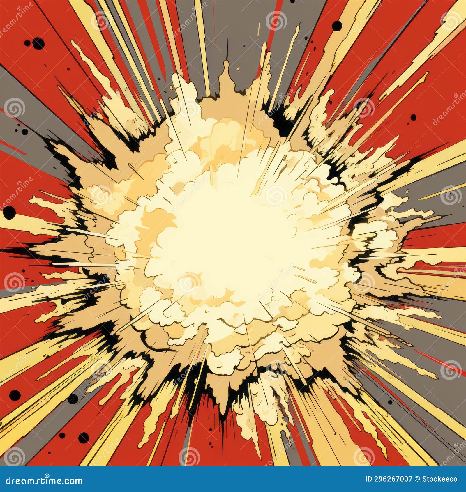 Retro Comic Book Style Supernova Explosion in Red and Yellow Stock ...
