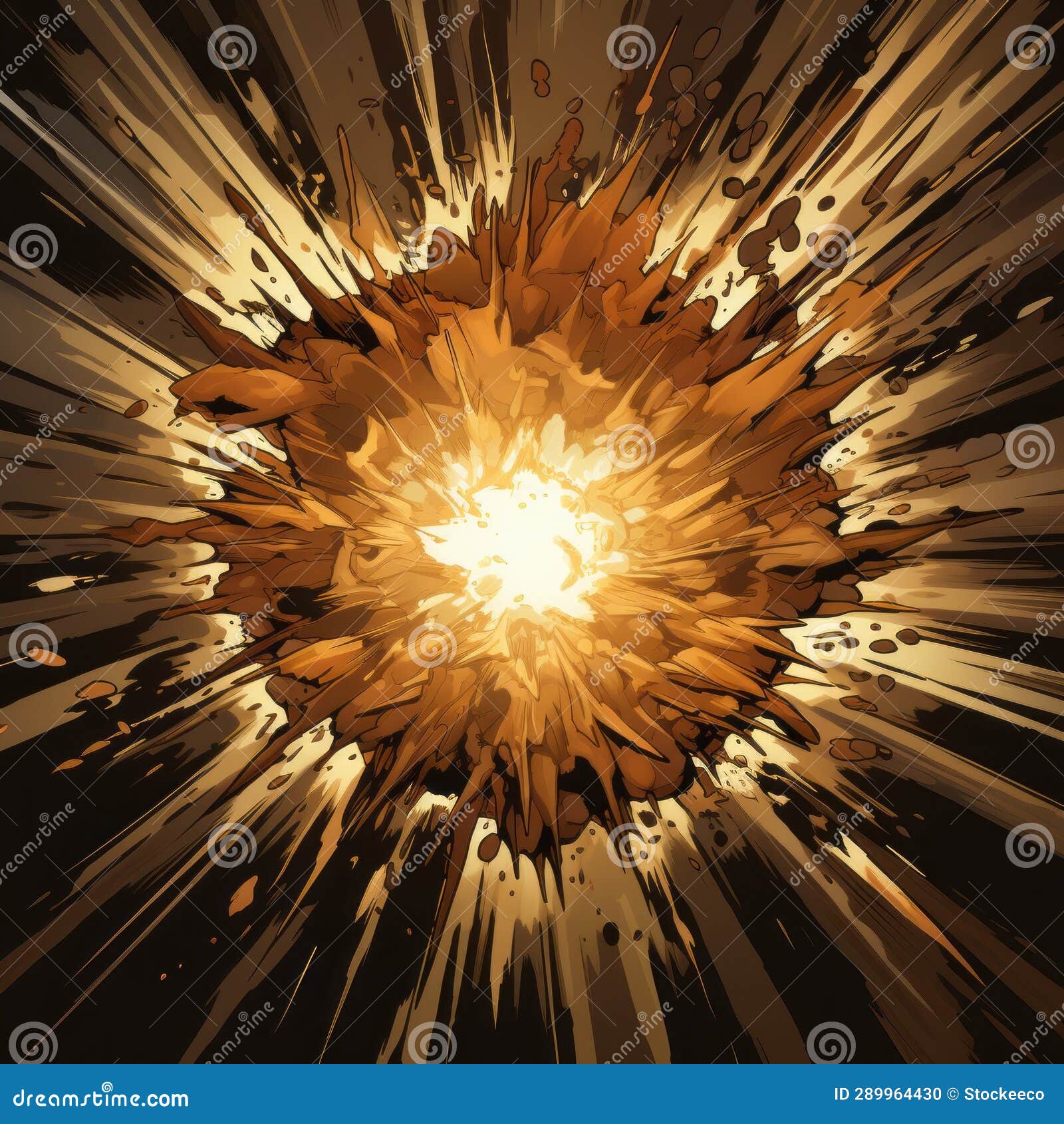 Giant Explosion With Mushroom Cloud In The Forest. Catastrophic Event ...