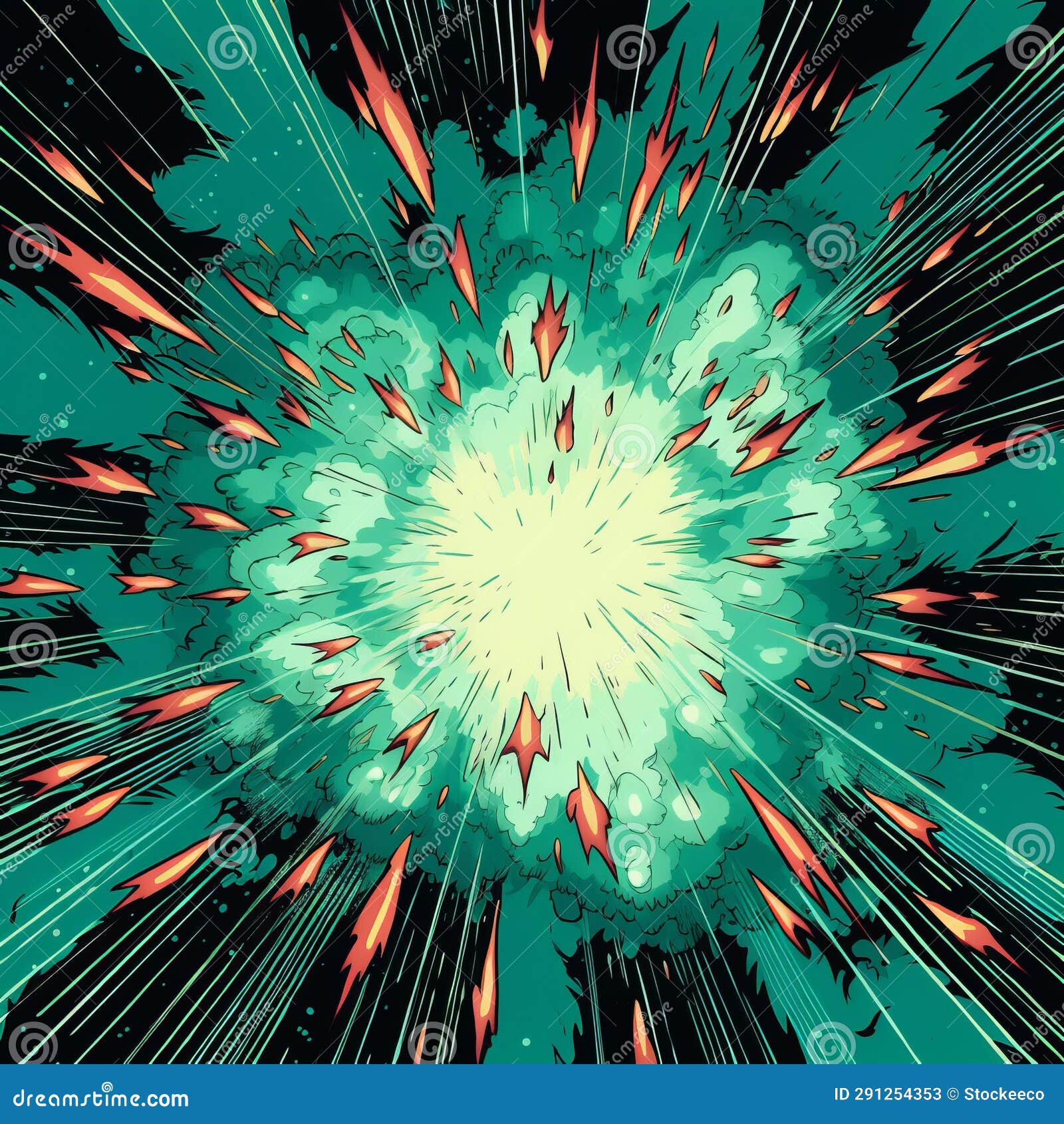 Retro Comic Book Style Teal Supernova Explosion Stock Illustration ...