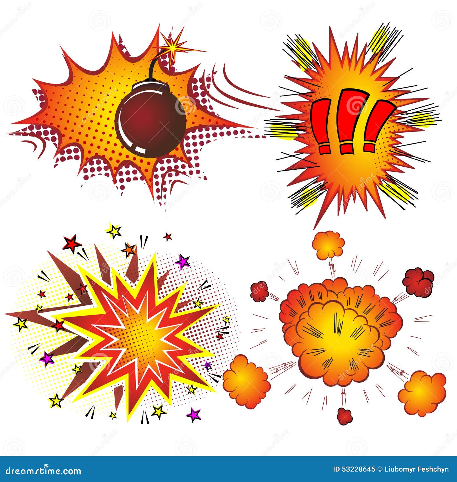 Retro Comic Book Vector Boom Explosion Stock Vector - Illustration of ...