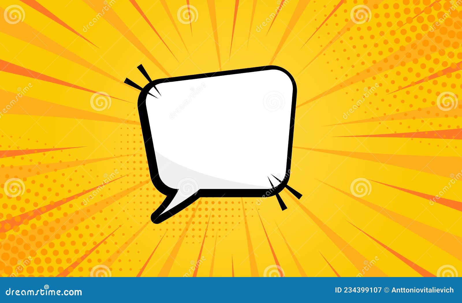 Retro Comic Bubble on Yellow Pop Art Background. Cartoon Blank White ...