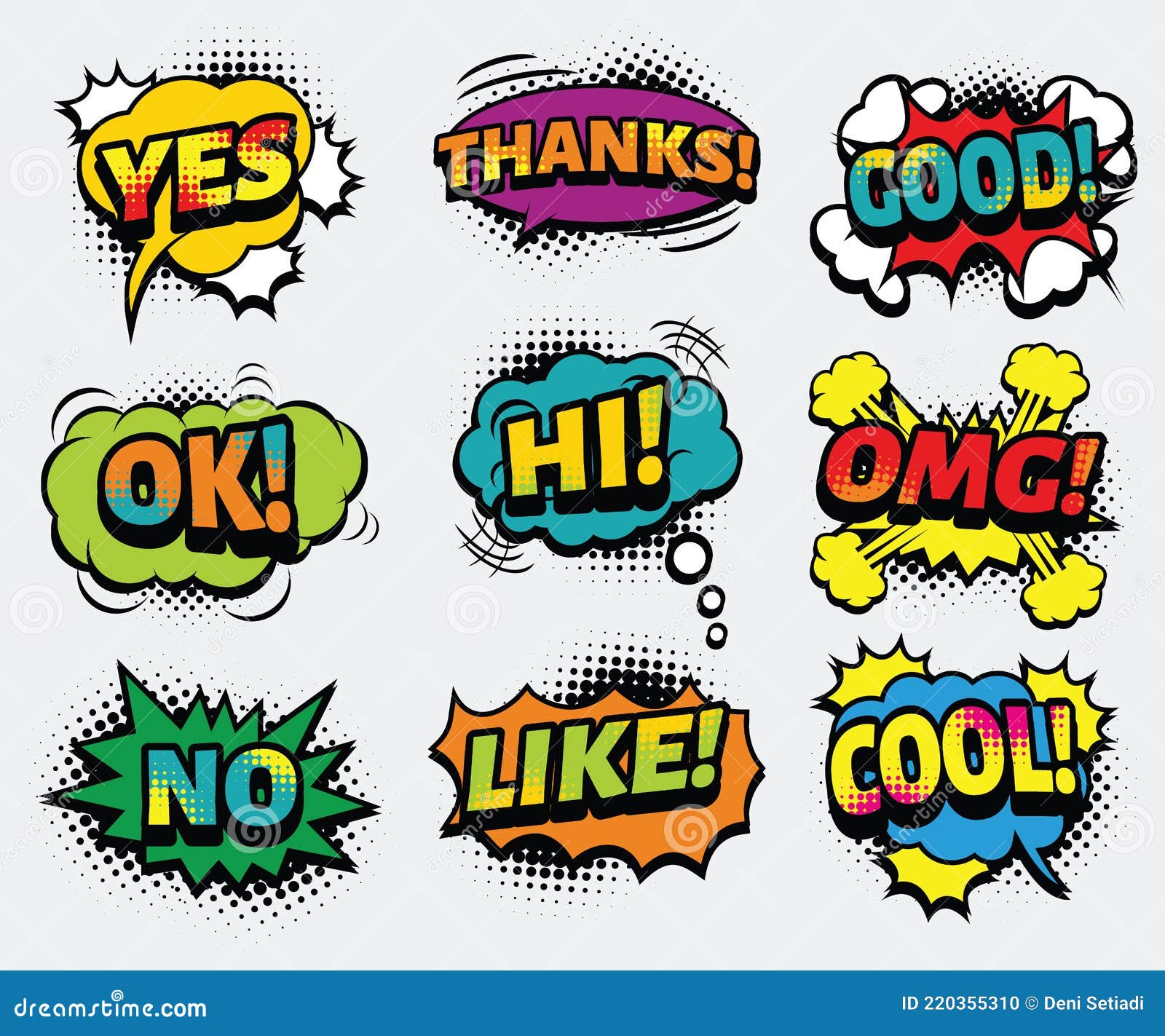 Retro Comic Bubbles Vector Illustration Stock Vector - Illustration of ...