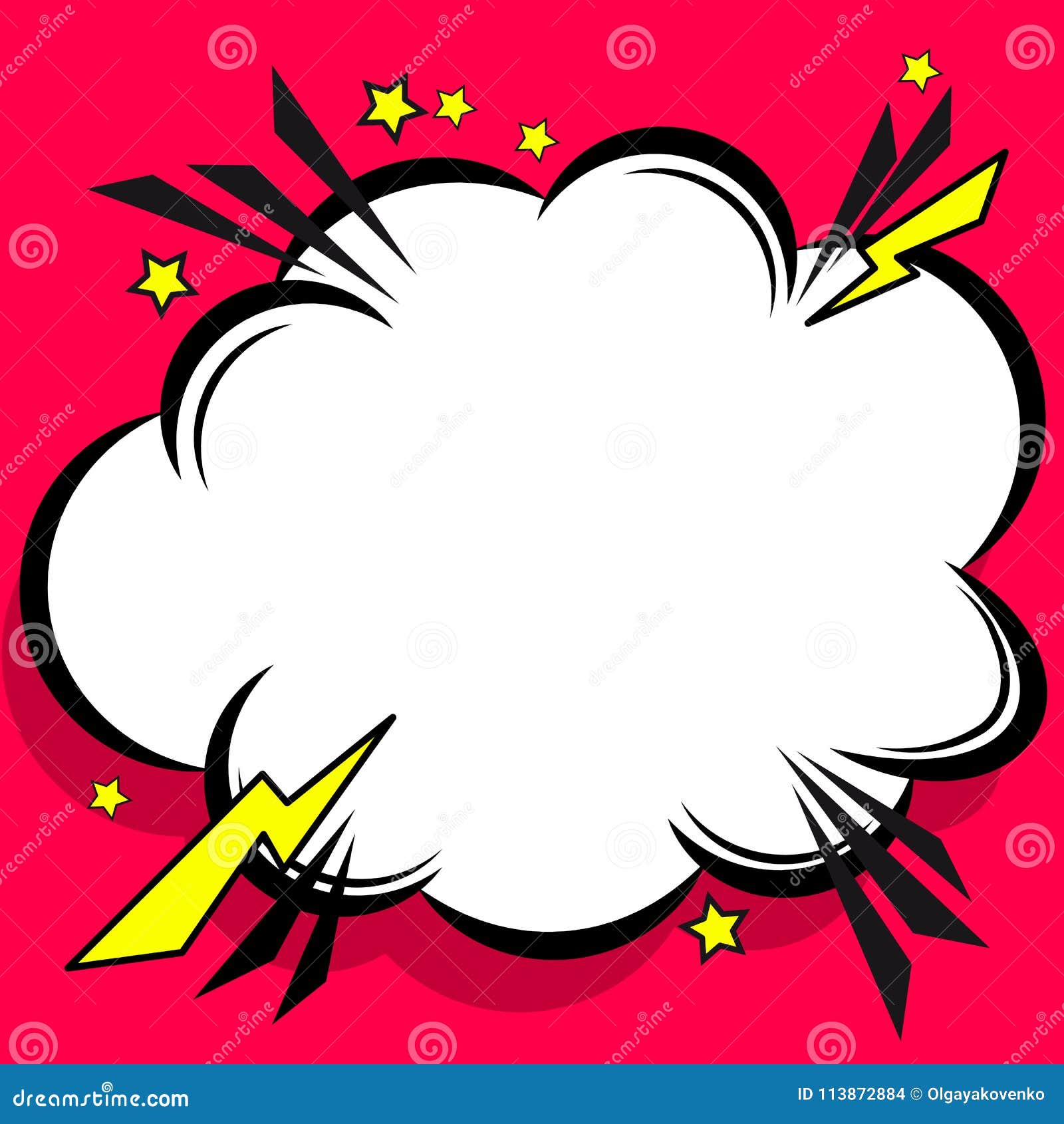 Retro Comic Design Cloud. Flash Explosion Speech Bubbles Stock Vector ...